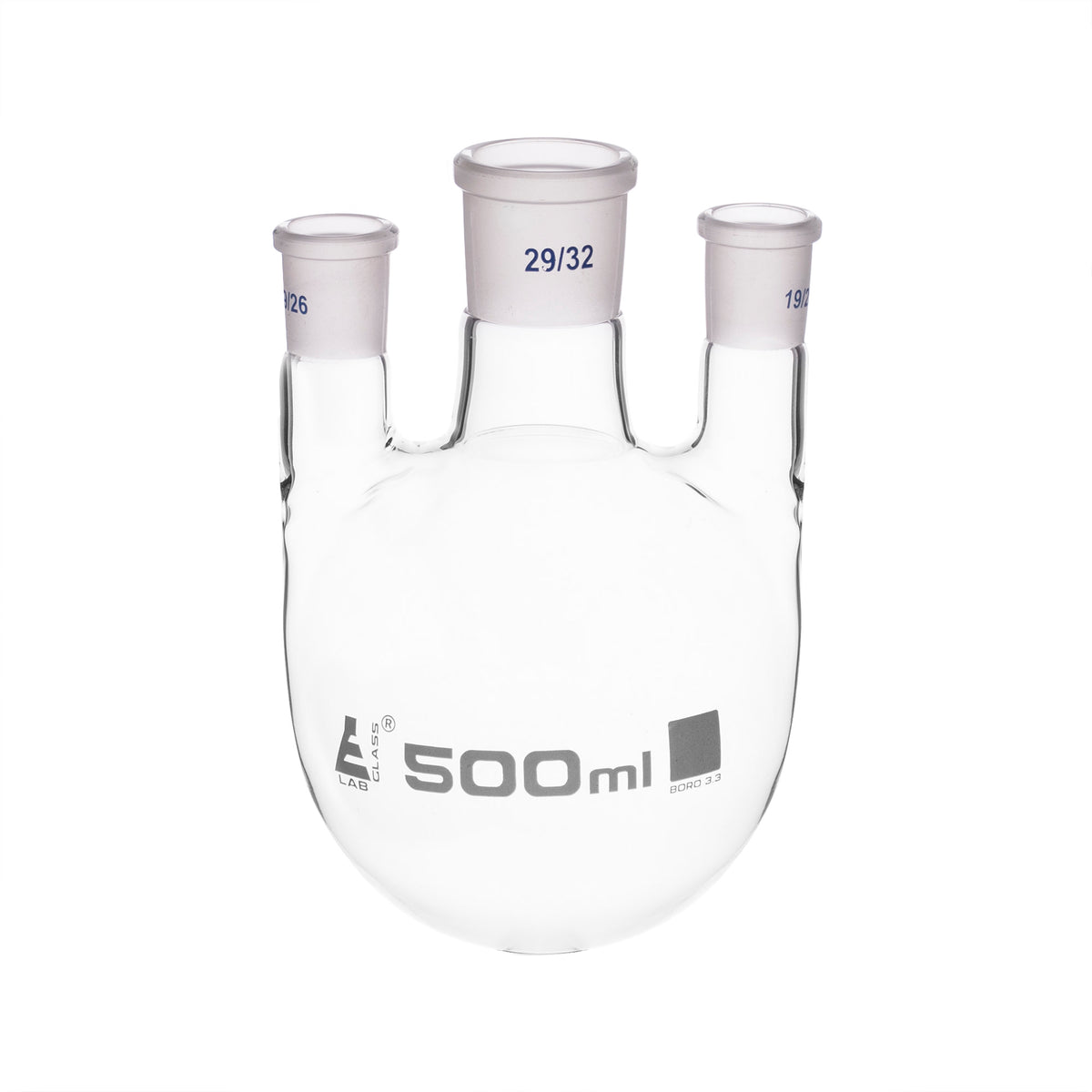 Distilling Flask, 500ml - 3 Parallel Necks, 29/32 Center, 19/26 Side S ...