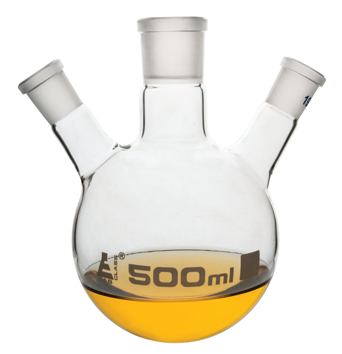 Distilling Flask, 500ml - 3 Angled Necks, 24/29 Center, 19/26 Side Soc ...