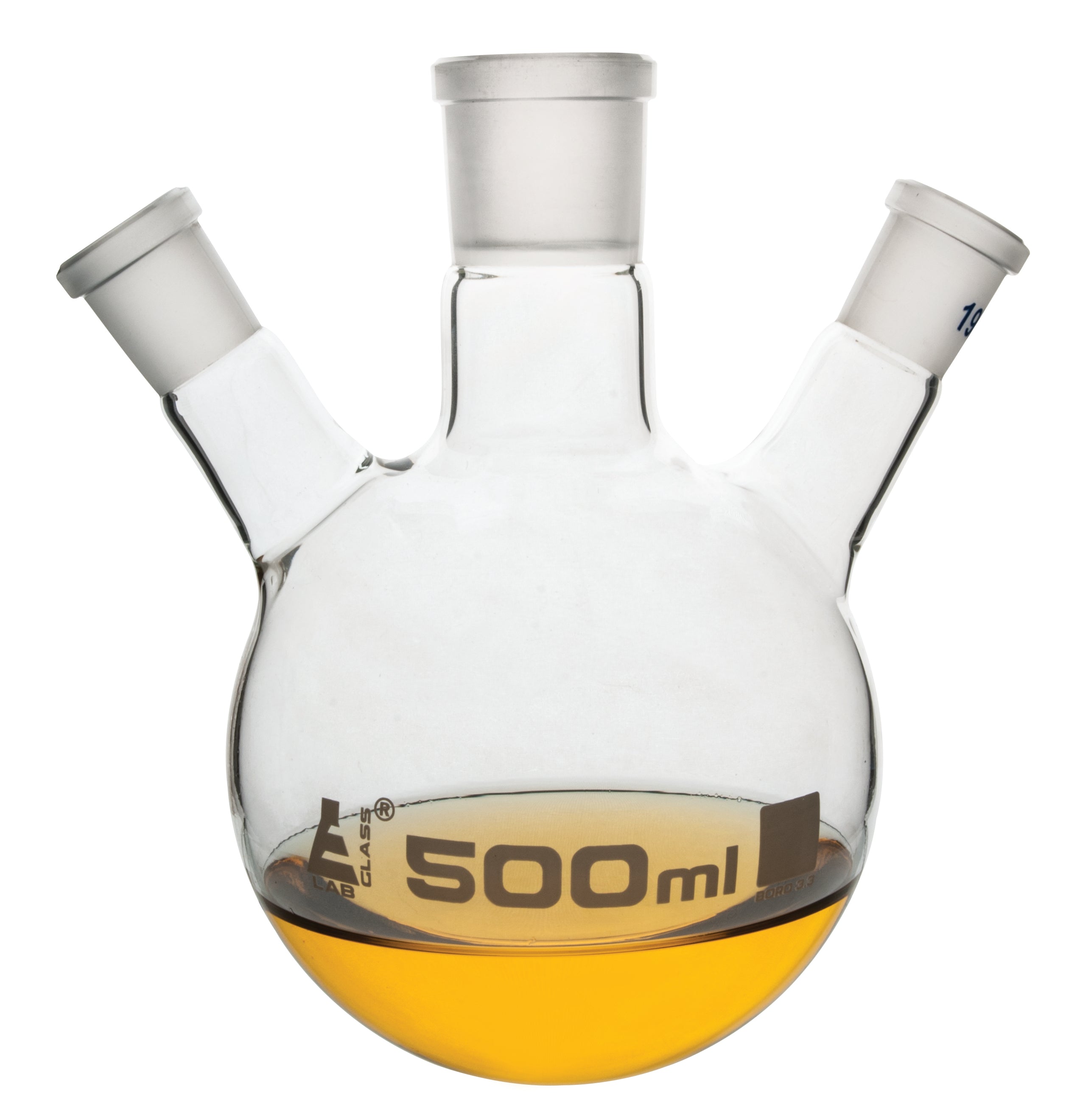Distilling Flask, 500ml - 3 Angled Necks, 24/29 Center, 19/26 Side Soc ...