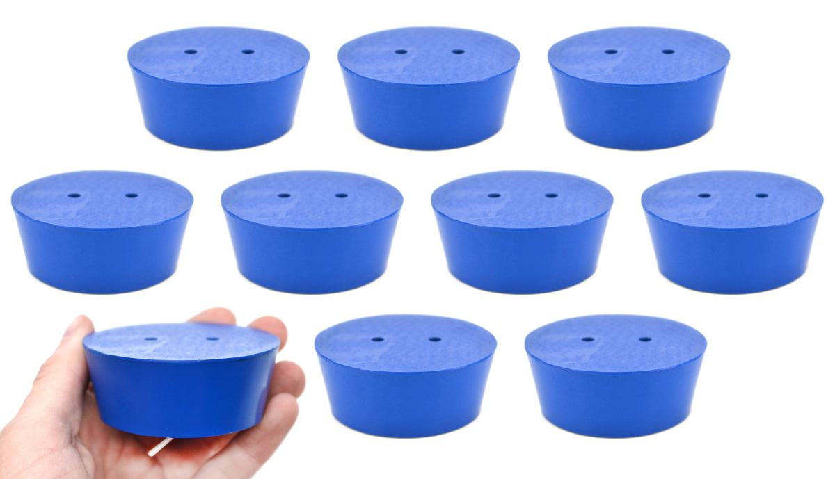 10PK Neoprene Stoppers, 2 Holes - ASTM - Size #12 - 54mm Bottom, 64mm ...