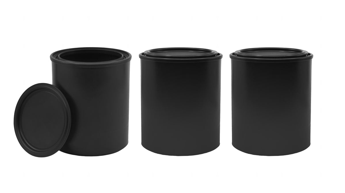 3PK Quart Size Black All-Plastic (Polypropylene) Paint Cans with Lids ...