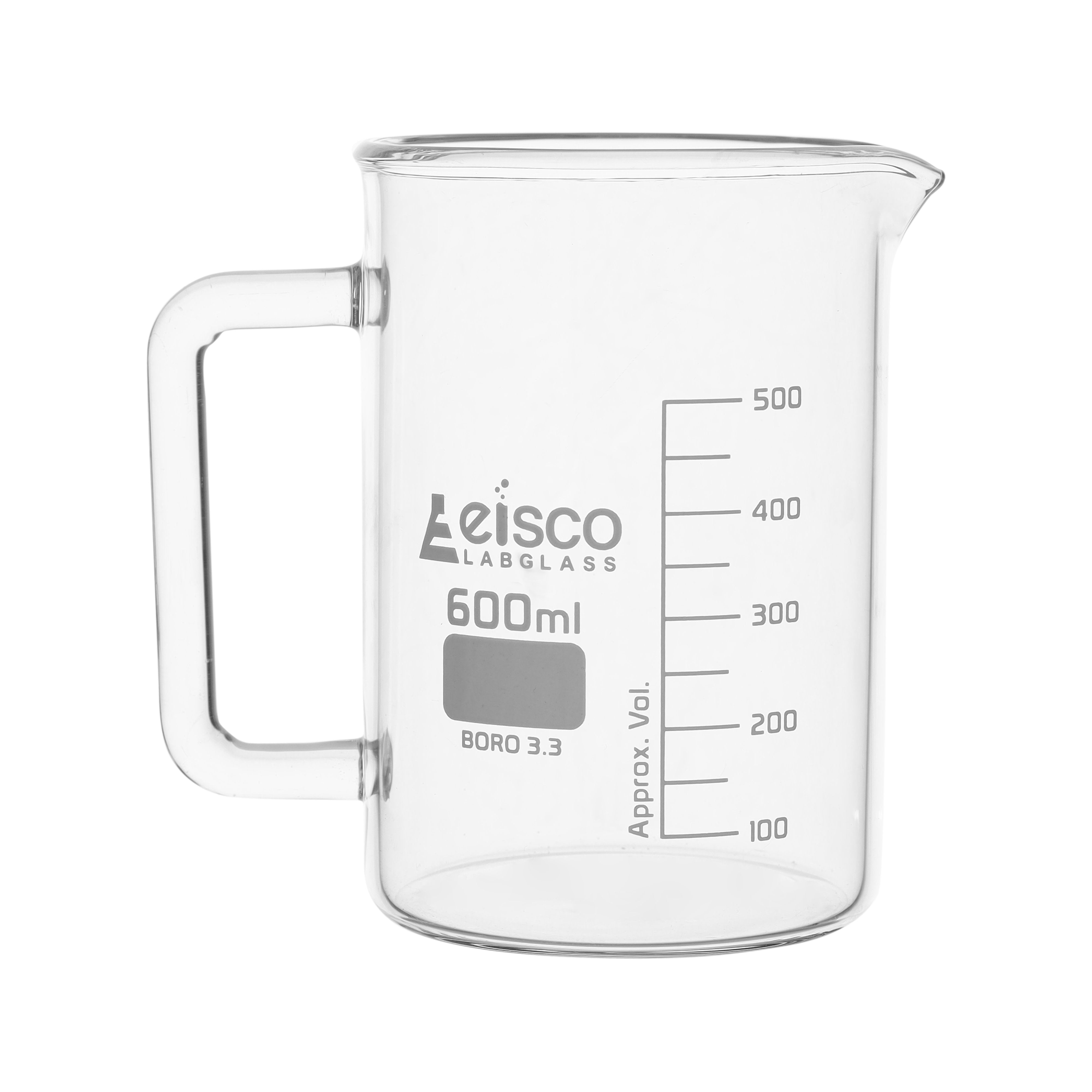 Beaker Mug, 600mL - Tall Form - Integral Handle - Borosilicate Glass ...