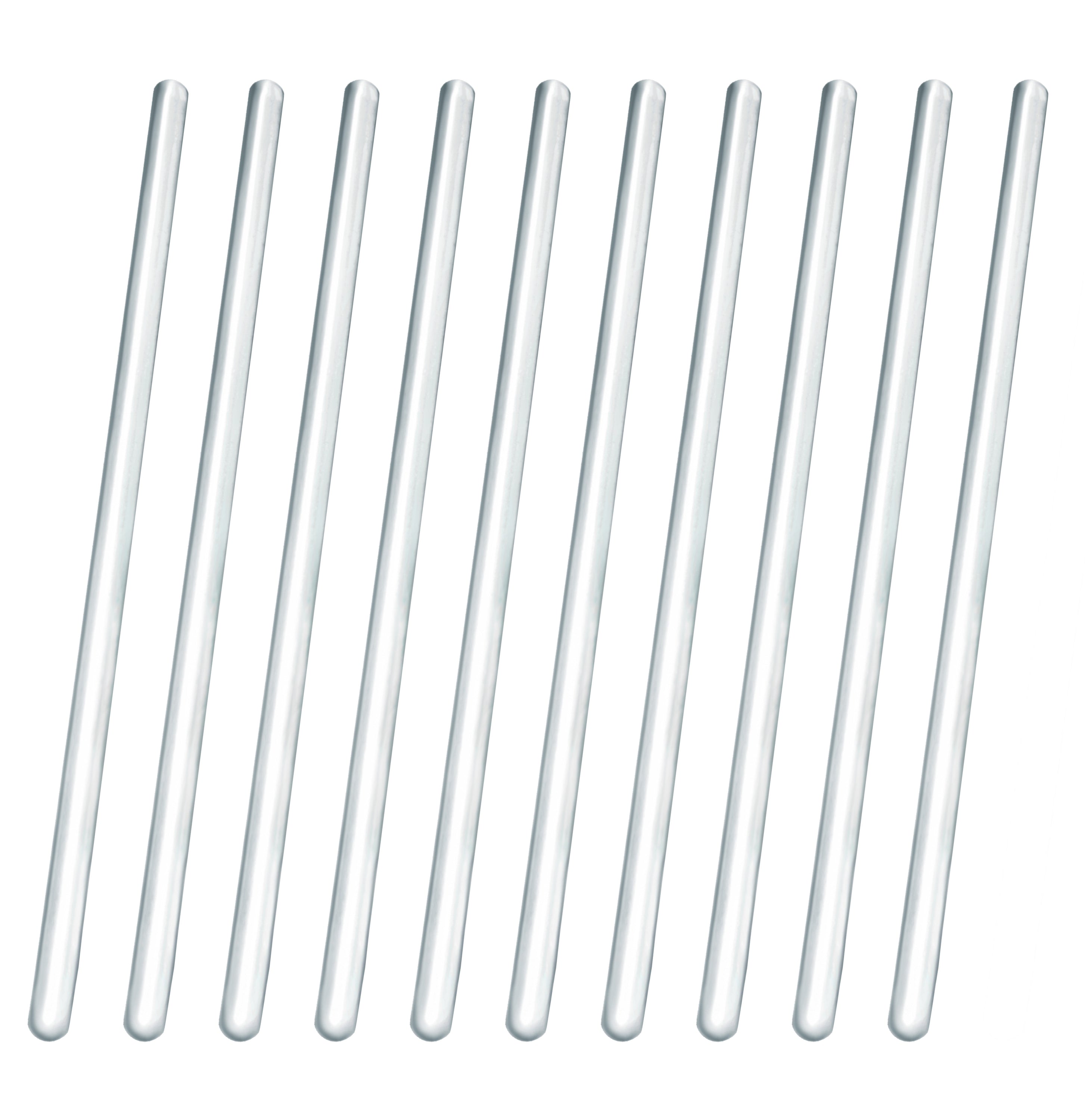 10PK Glass Stirring Rods, 7.9" - Rounded Ends, 6mm Diameter — Eisco Labs