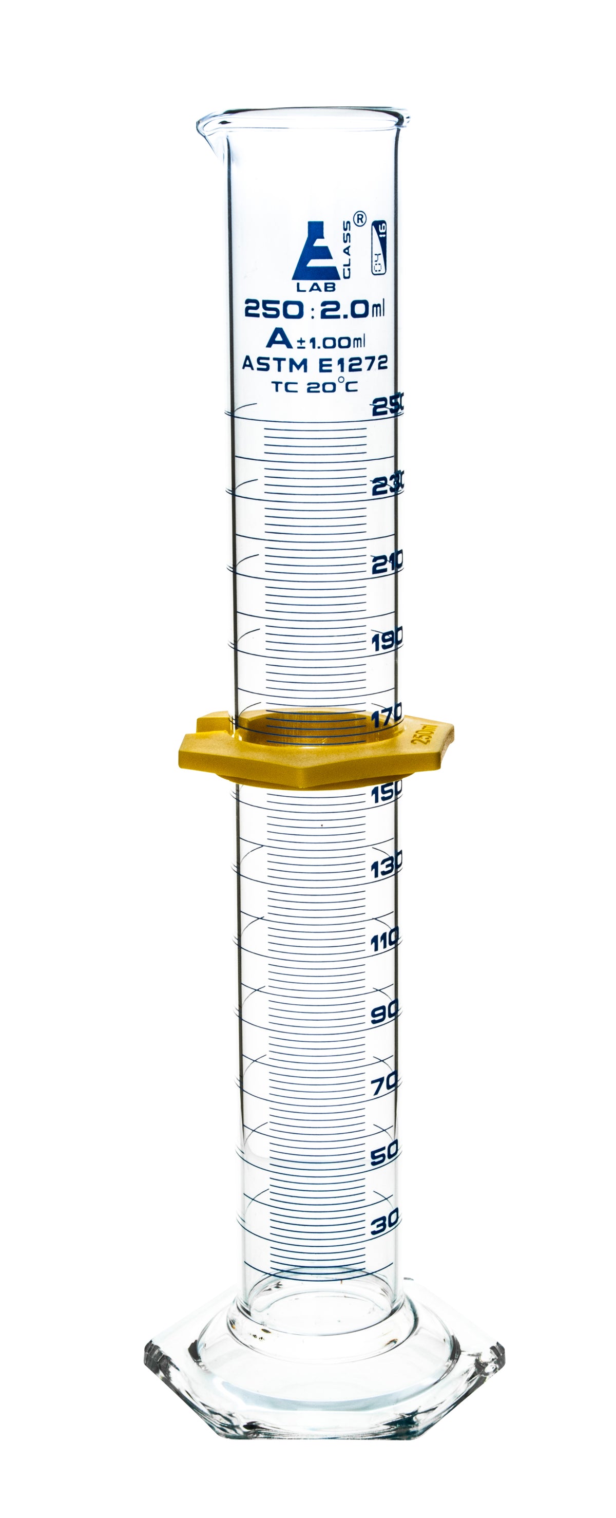 Measuring Cylinder, 250ml - Class A, ASTM - Blue, 2ml Graduations - Bo ...