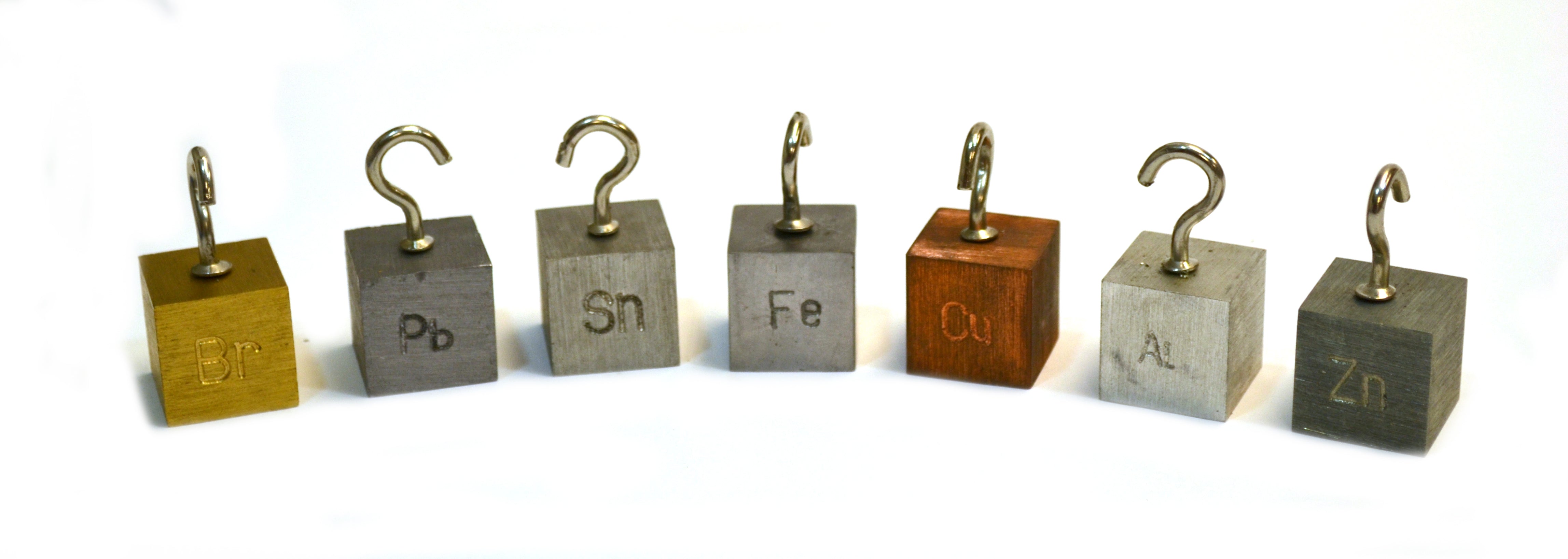 Density Cubes, Set of 7 Metals in Plastic Case with Hooks and Element ...