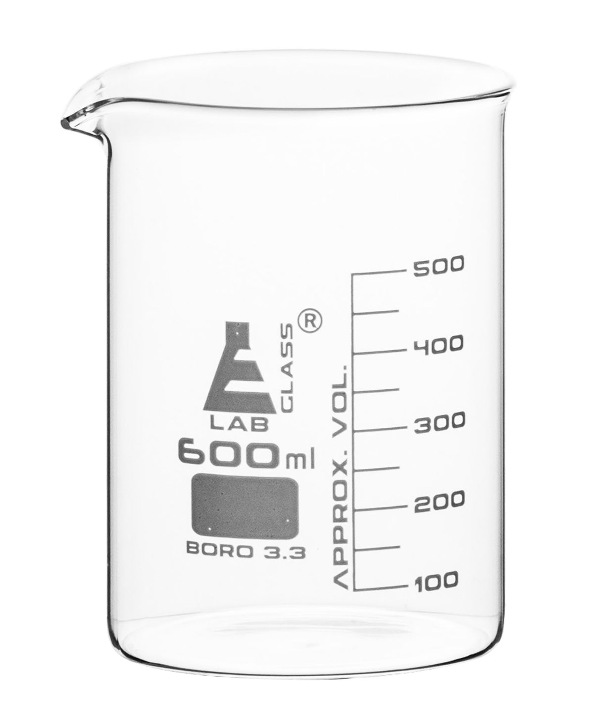 Beaker, 600ml - Low Form - 50ml Graduations - Borosilicate Glass ...
