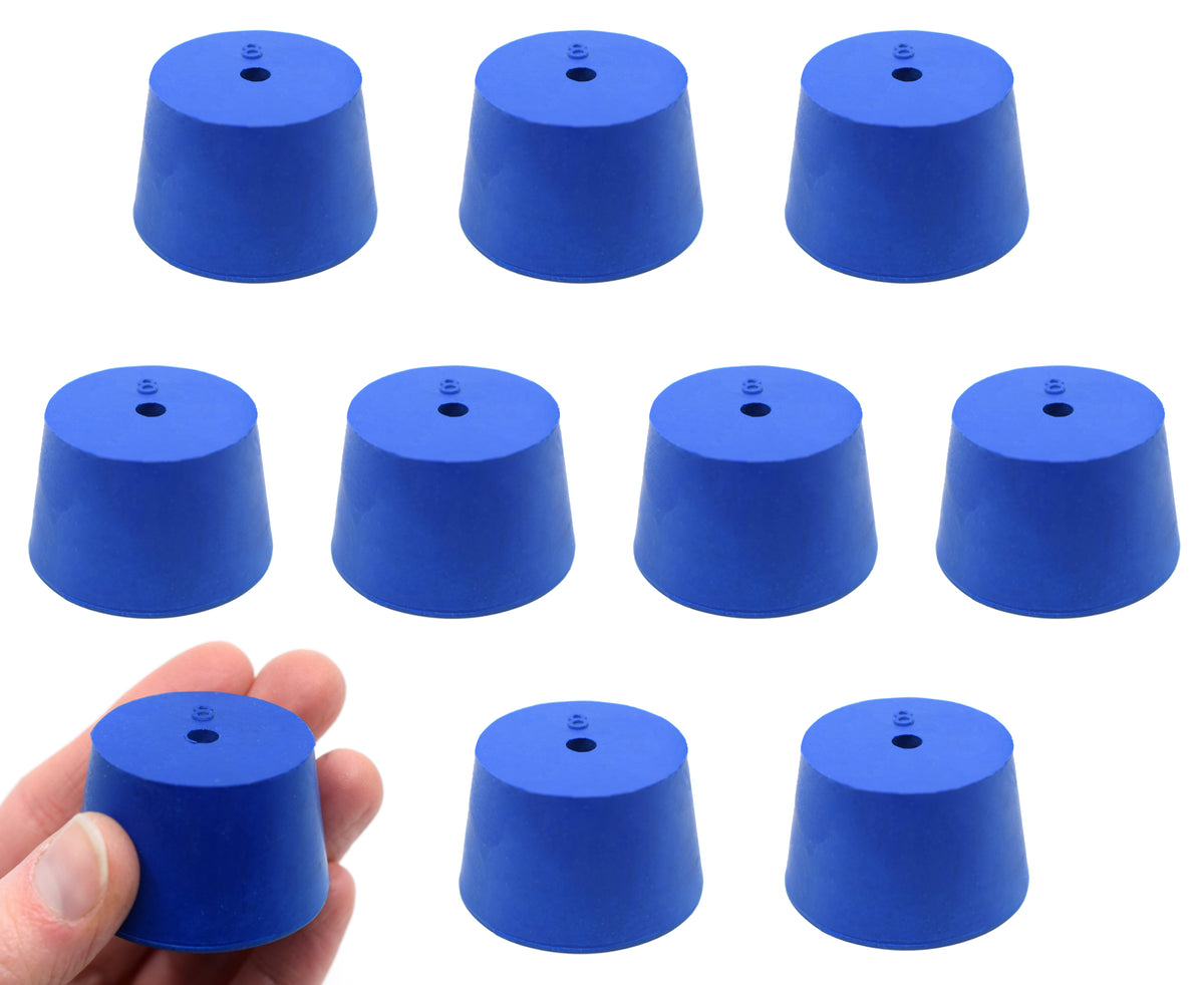 10PK Neoprene Stoppers, 1 Hole - ASTM - Size: #8 - 33mm Bottom, 41mm T ...