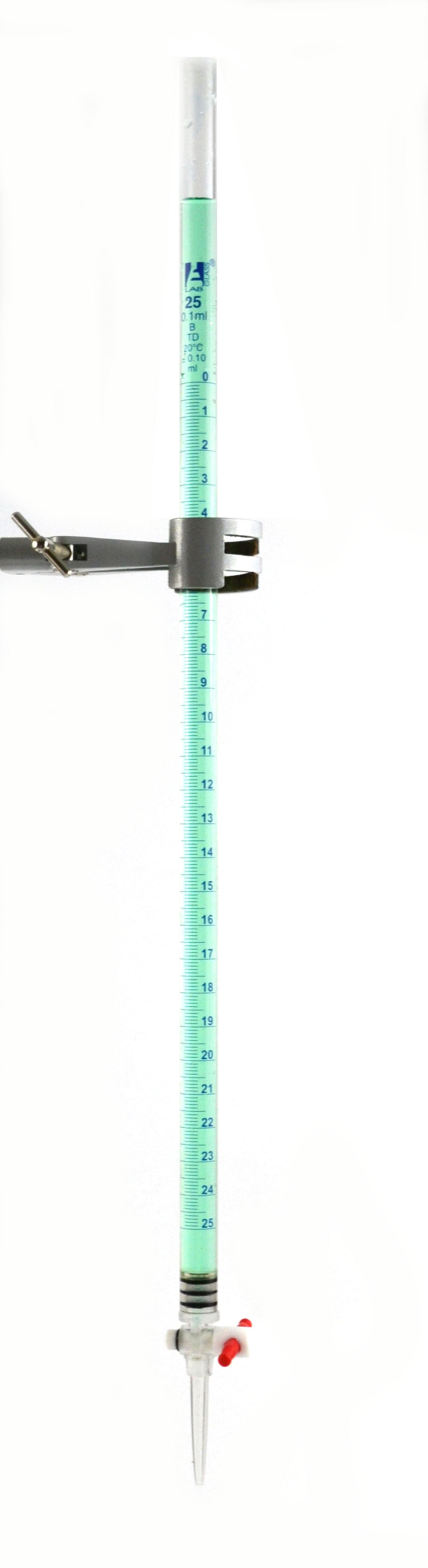 Burette, Acrylic, 25mL - Class B - 0.1mL Blue Graduations - With PTFE ...
