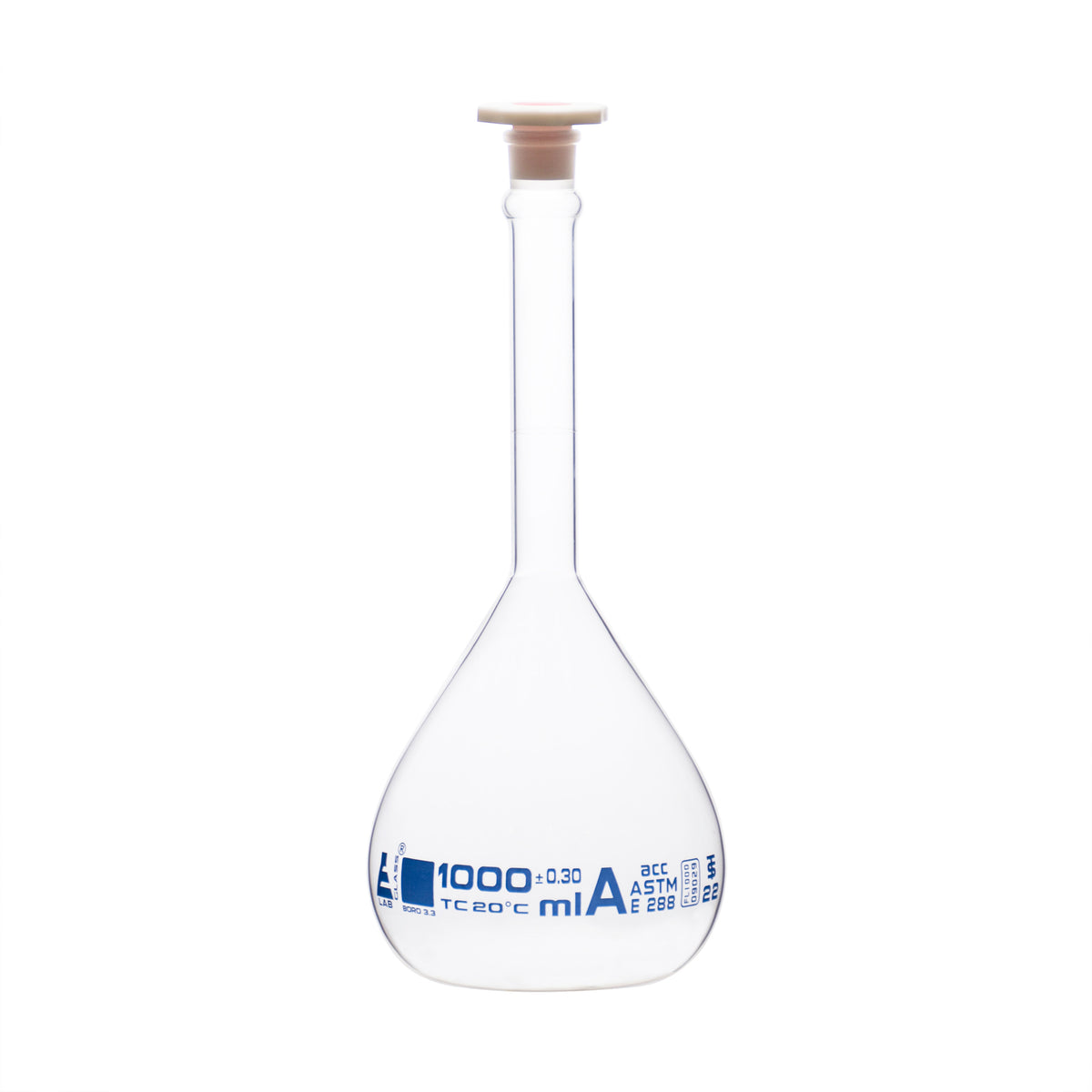 Volumetric Flask, 1000ml - Class A - Polypropylene Stopper, Borosilica ...