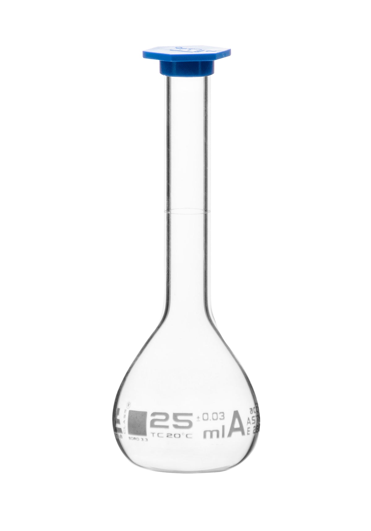 Volumetric Flask, 25ml - Class B, ASTM - Tolerance ±0.06ml - Blue Snap ...