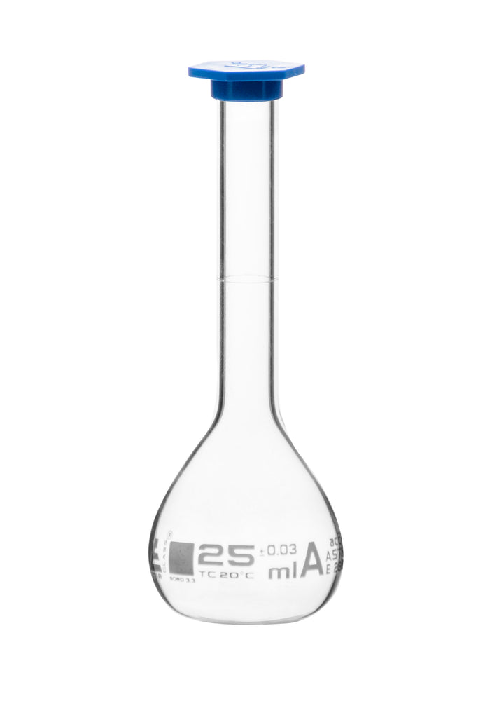 Volumetric Flask, 25ml - Class B, ASTM - Tolerance ±0.06ml - Blue Snap ...