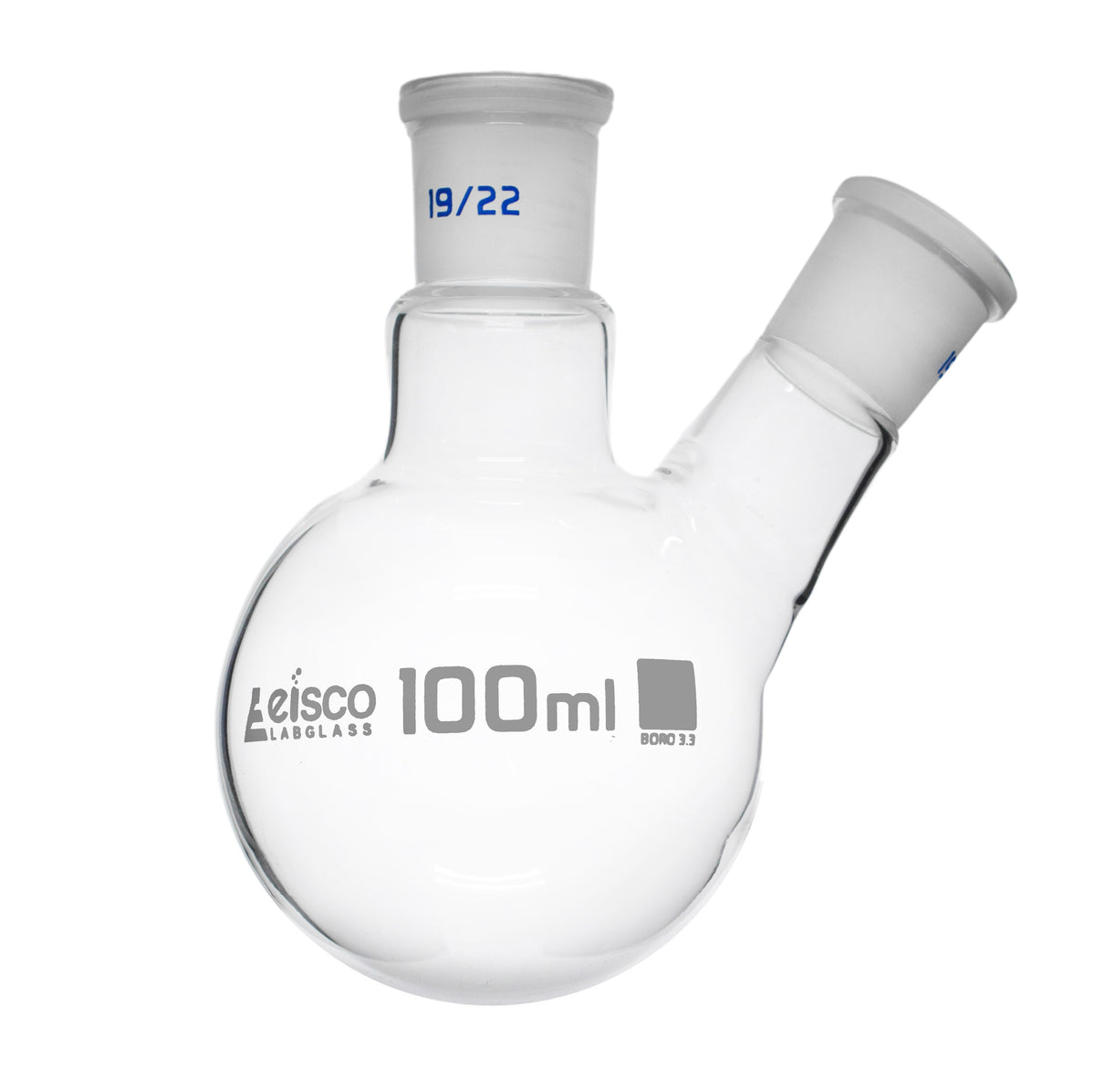 Boiling Flask with 2 Necks, 100mL - Round Bottom - 19/22 Sockets - Bor ...