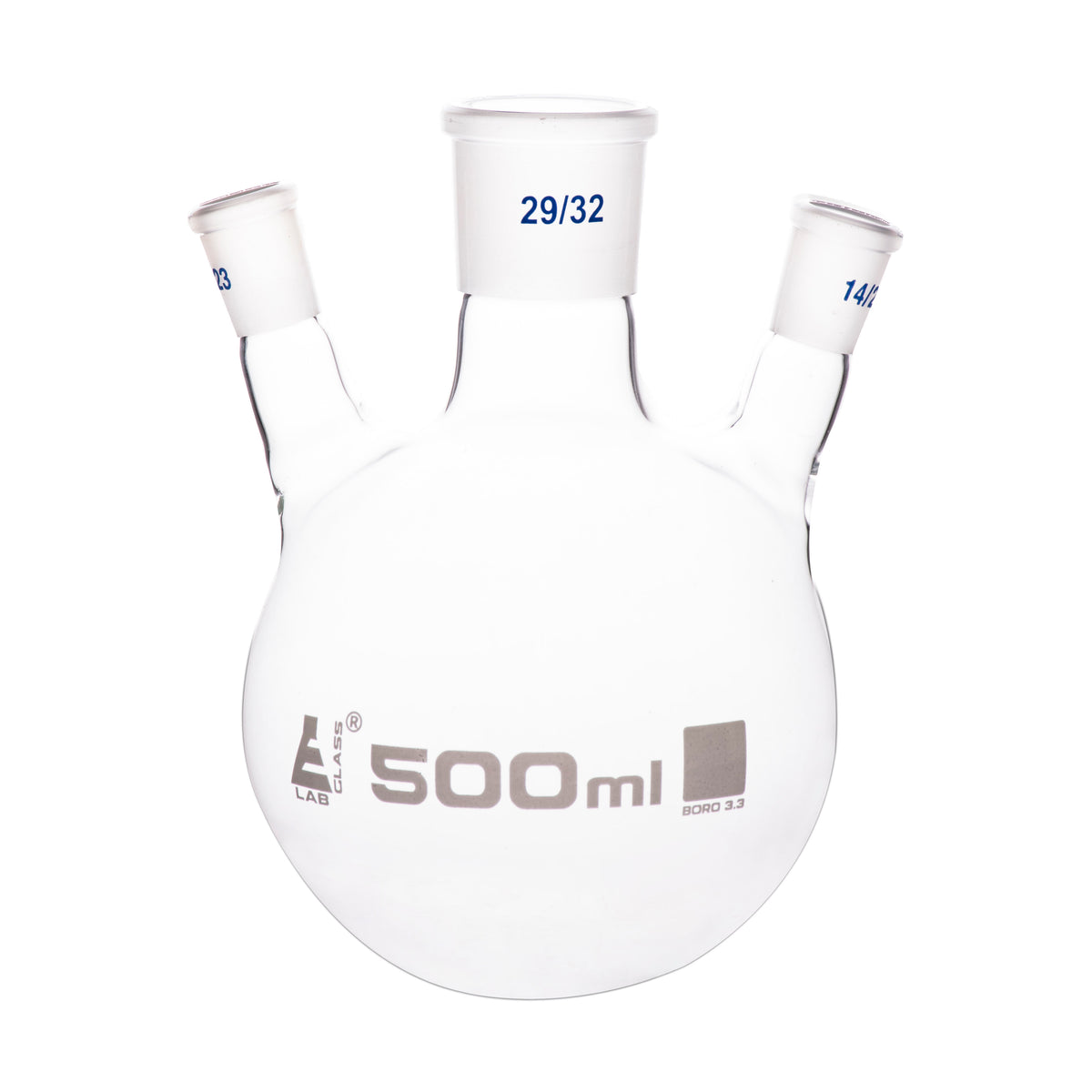 Distilling Flask, 500ml - 3 Angled Necks, 29/32 Center, 14/23 Side Soc ...