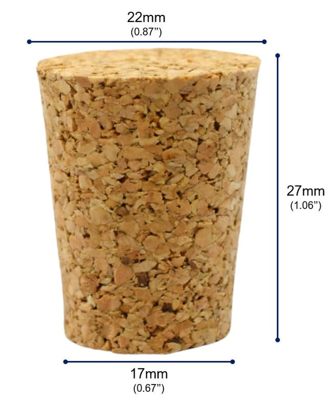 10PK Cork Stoppers, Size #8 - 17mm Bottom, 22mm Top, 27mm Length - Tap ...