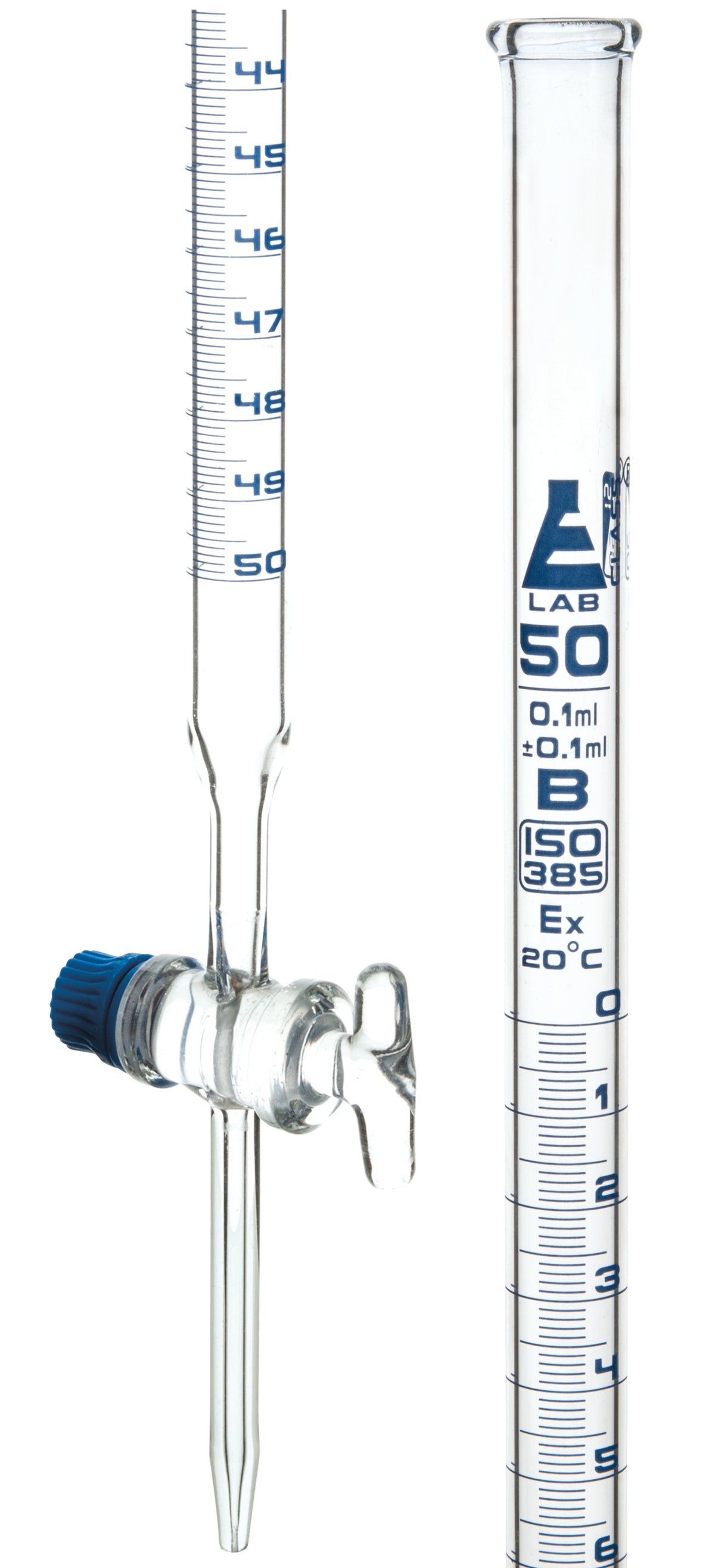 Burette, 50ml - Class B, DIN ISO 385, Borosilicate Glass with Glass Ke ...