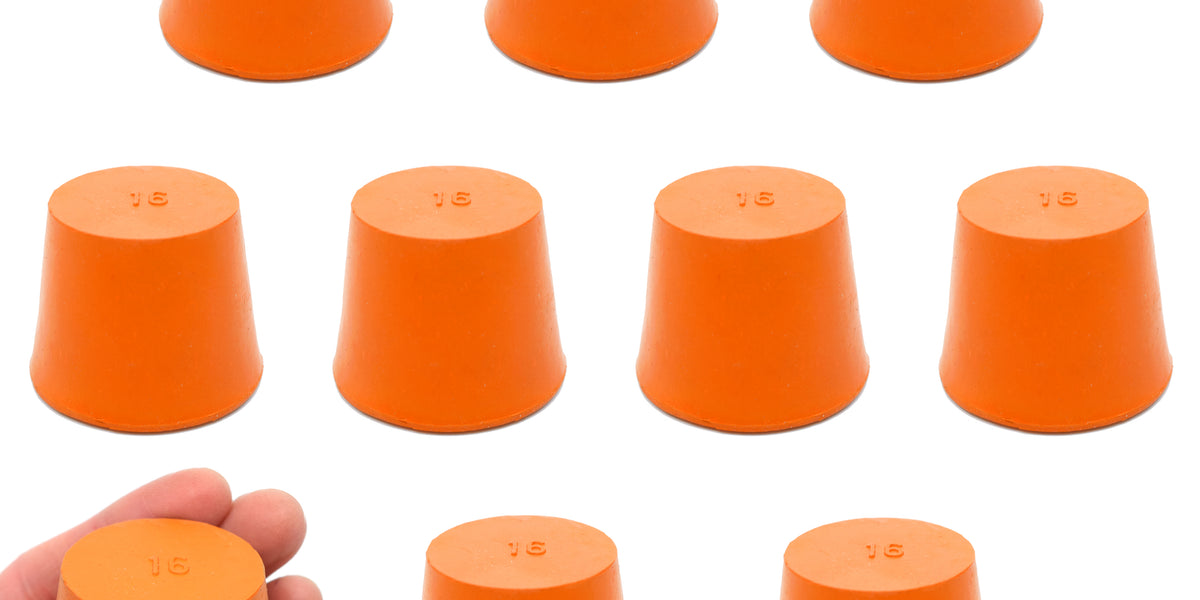 Rubber Stopper, Solid - Orange - Pack of 10 - Size: 35mm Bottom, 28mm ...