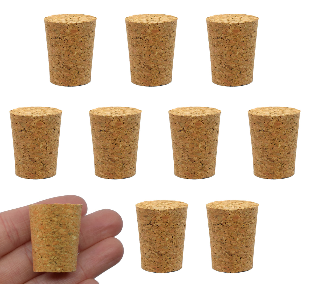 10PK Cork Stoppers, Size #10 - 20mm Bottom, 25mm Top, 31mm Length - Ta ...