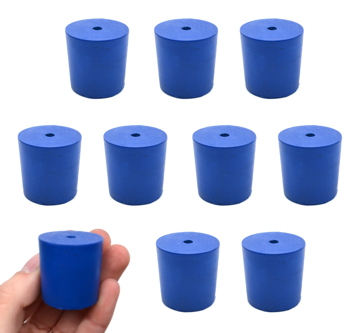 Neoprene Stoppers, 1 Hole - Blue - Size: 29mm Bottom, 31mm Top, 32mm L ...