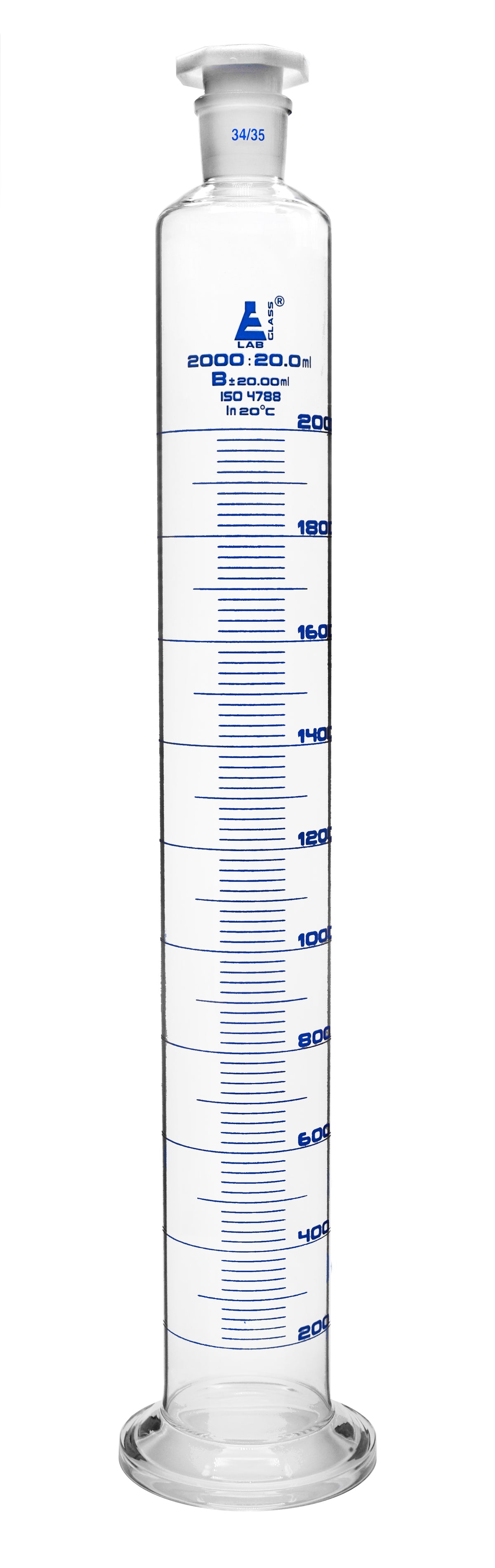 Measuring Cylinder, 2000ml - Class B - 34/35 Polypropylene Stopper - R ...