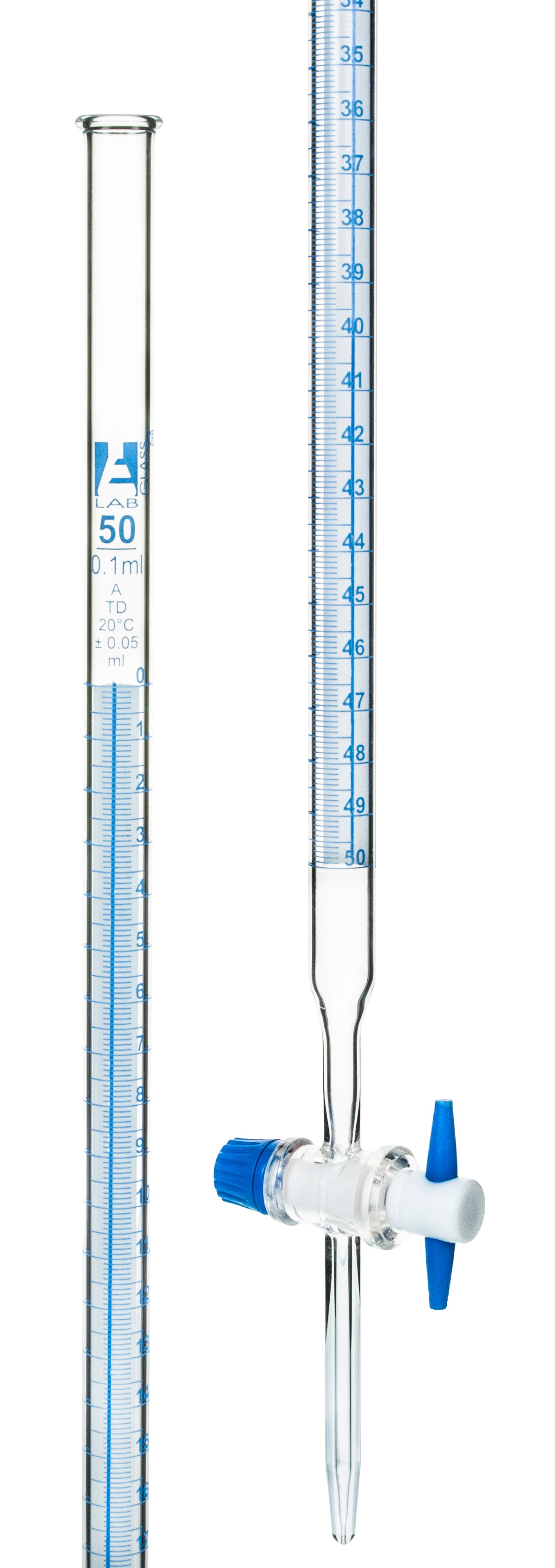 50ml Schellbach Glass Burette - Class A - PTFE Stopcock - Eisco Labs