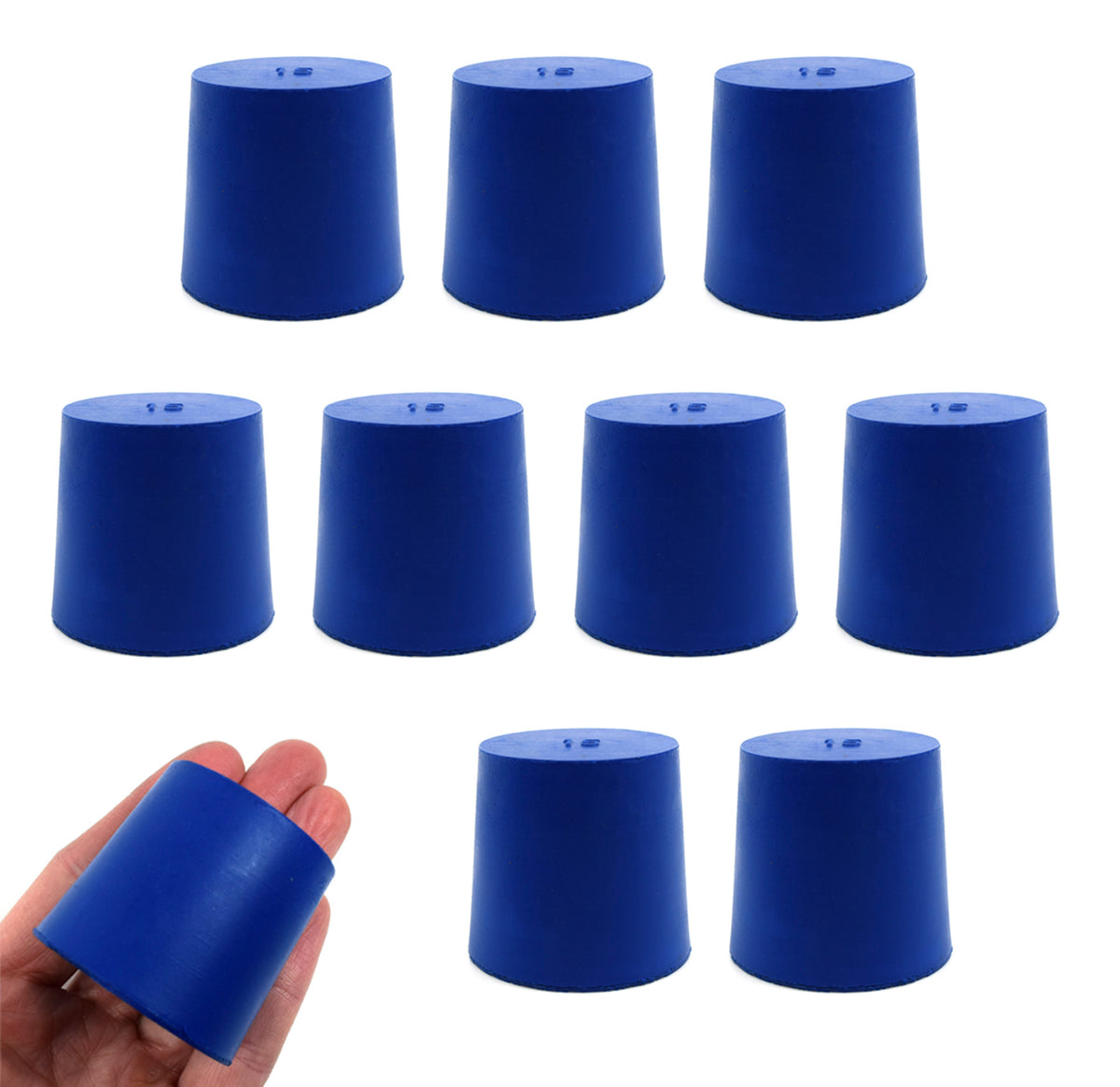 Neoprene Stoppers, Solid Blue - Size: 38mm Bottom, 42mm Top, 40mm Leng ...