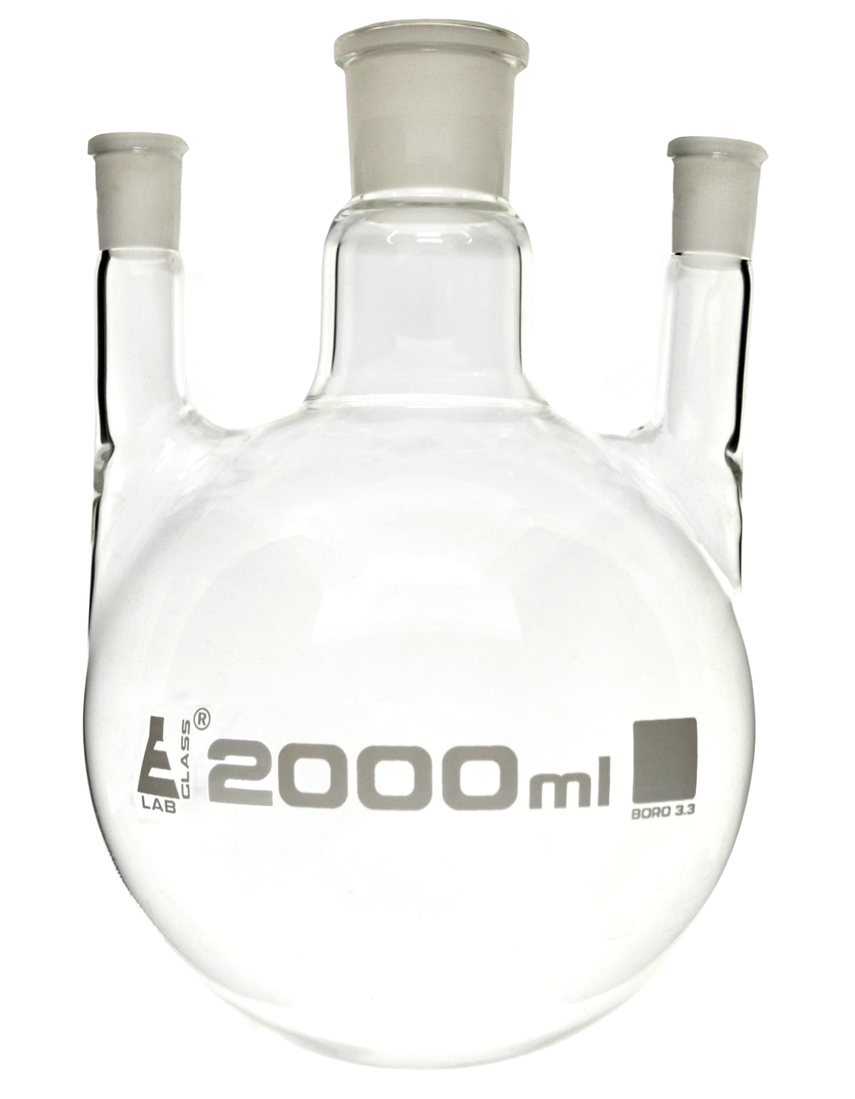 Distilling Flask, 2000ml - 3 Parallel Necks, 24/29 Center, 19/26 Side ...
