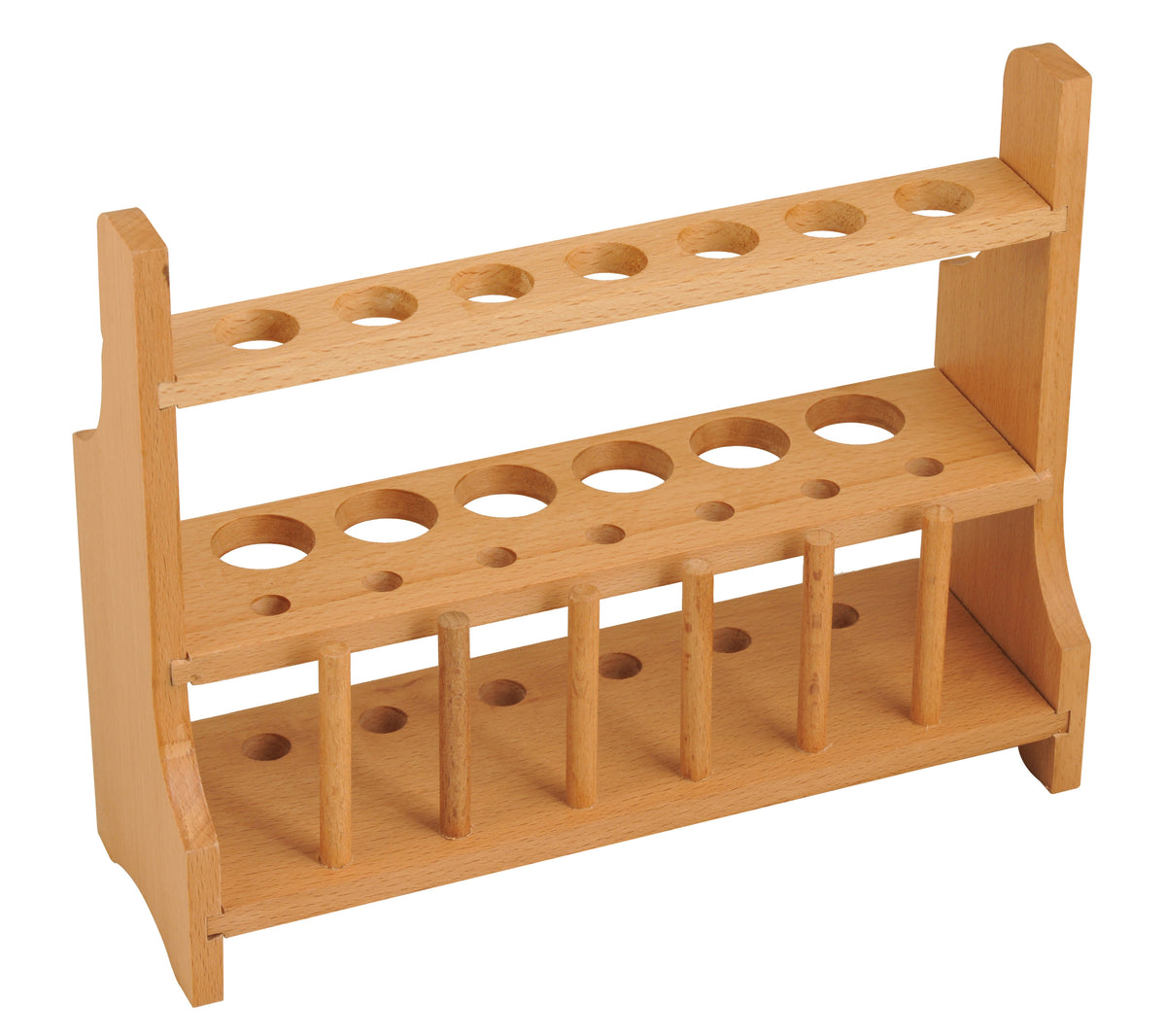 Wooden Test Tube Rack with 6 Draining Pins - Holds 13 Tubes - Polished ...
