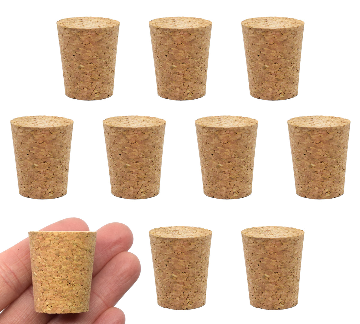 10PK Cork Stoppers, Size #11 - 21mm Bottom, 27mm Top, 31mm Length - Ta ...