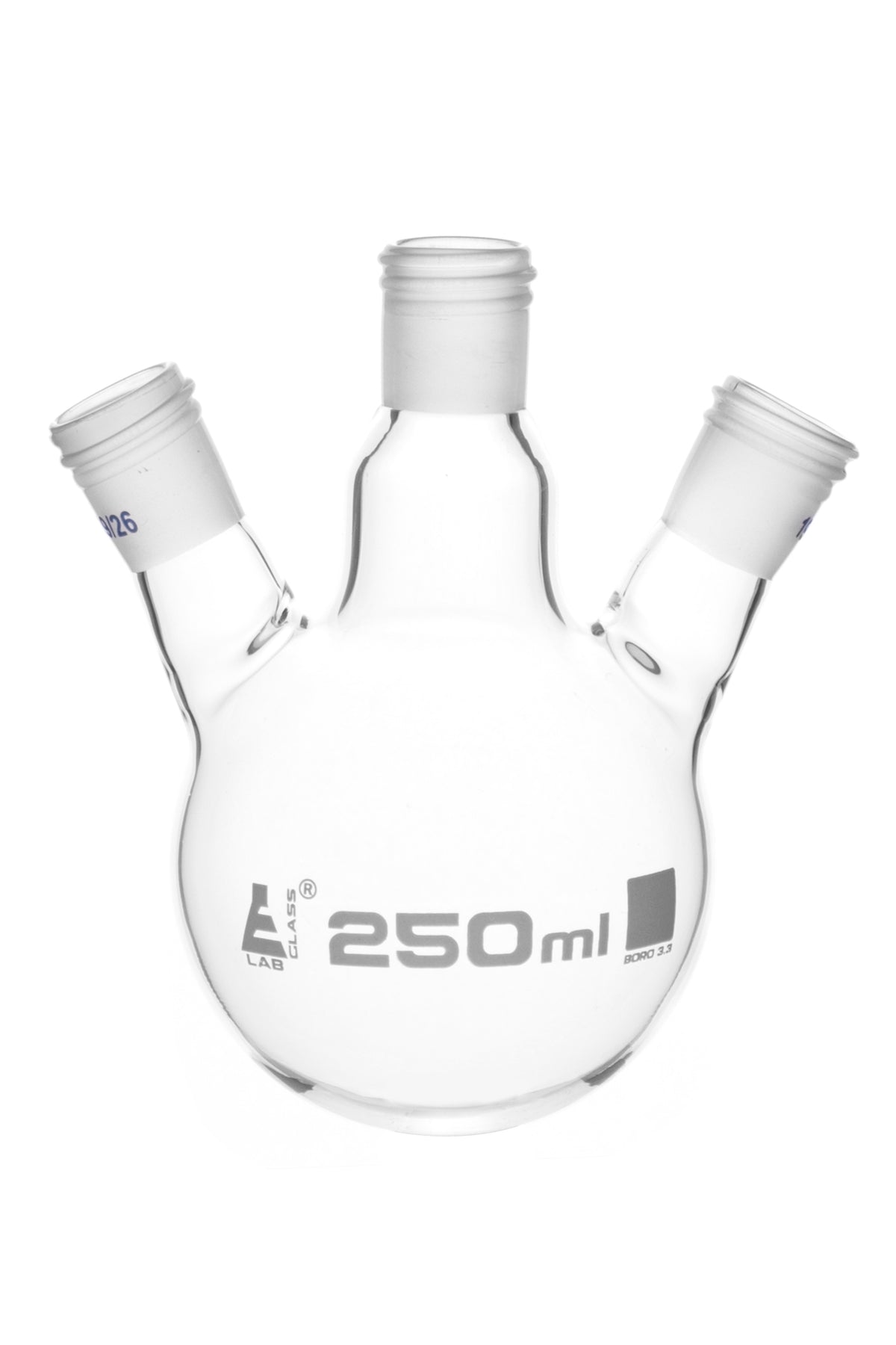 Distillation Flask with 3 Necks, 250ml Capacity, 19/26 Joint Size, Int ...