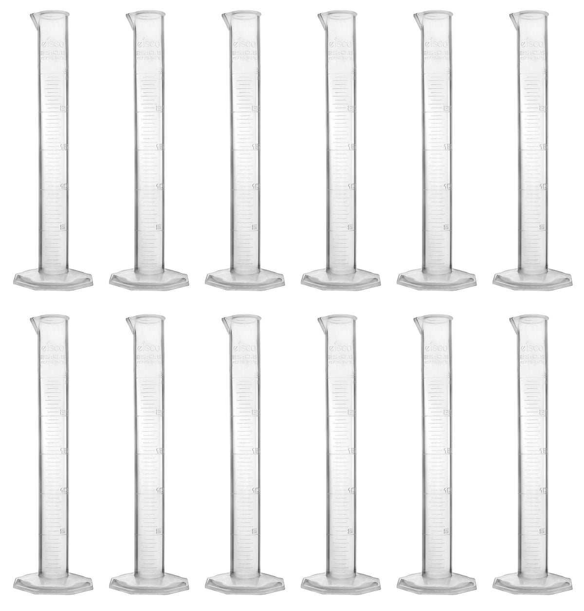 Polypropylene Measuring Cylinders, 25ml - Class B, PK/12 — Eisco Labs