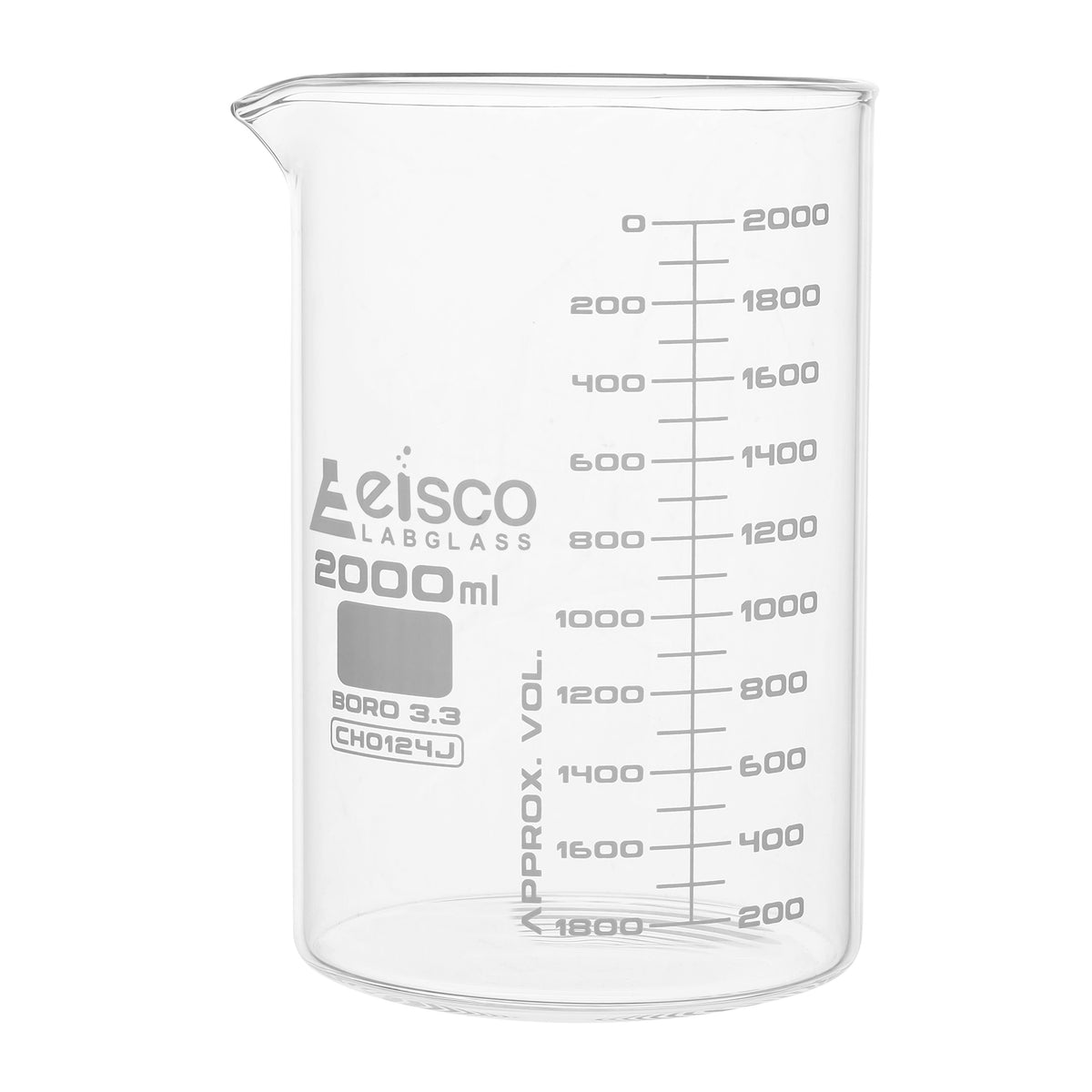 Beaker, 2000ml - ASTM - Low Form, Dual Scale Graduations - Borosilicat ...