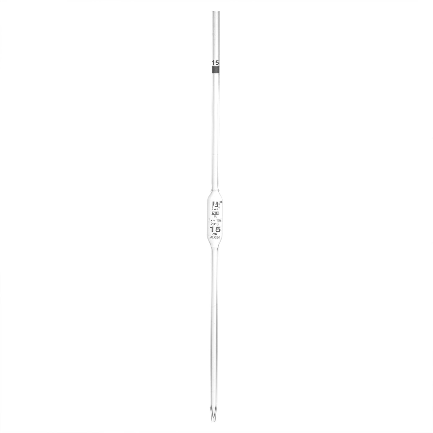 Bulb Form Pipette, 15ml - Class B, Tolerance ±0.050 - White Graduation ...