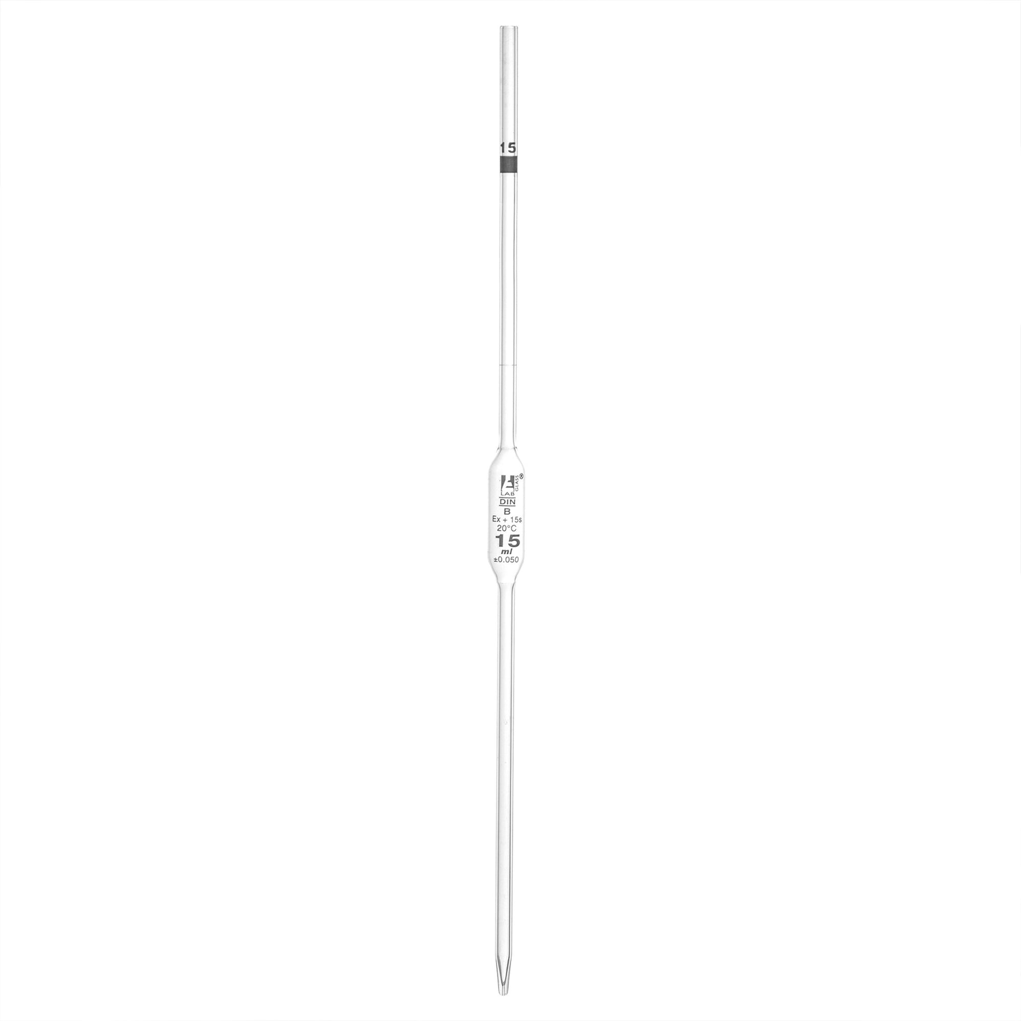 Bulb Form Pipette, 15ml - Class B, Tolerance ±0.050 - White Graduation ...