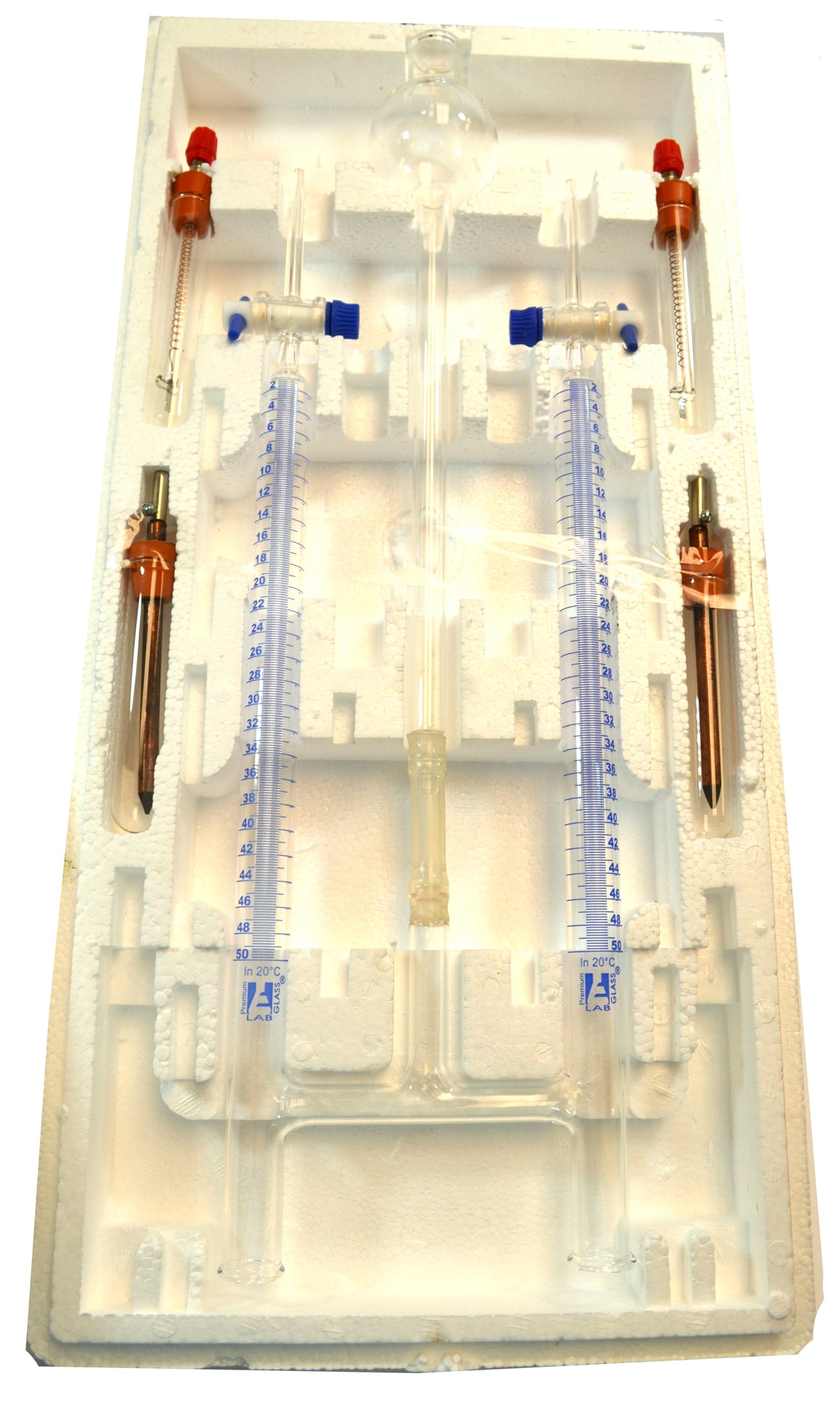 Hoffman Electrolysis Apparatus with PTFE Stopcocks — Eisco Labs