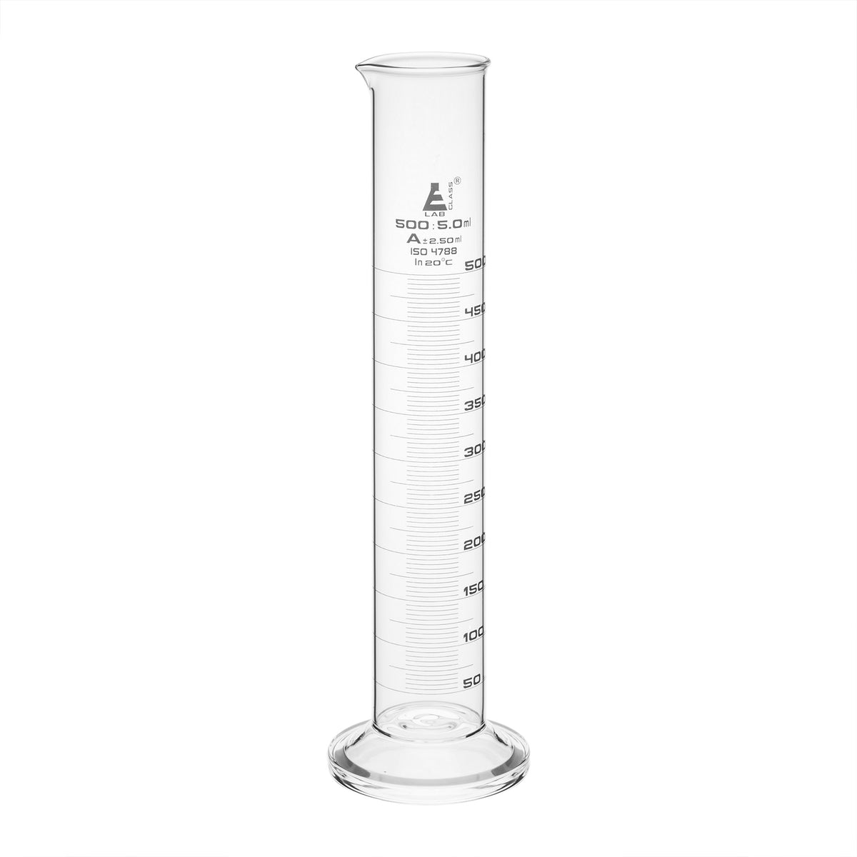 Graduated Cylinder, 500ml - Class A - White Graduations, Round Base ...