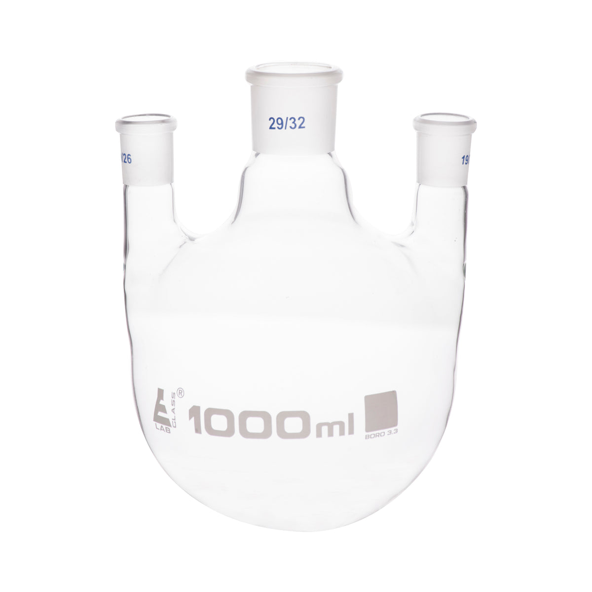 Distilling Flask, 1000ml - 3 Parallel Necks, 29/32 Center, 19/26 Side ...