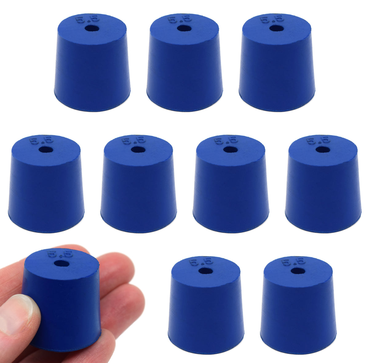 10PK Neoprene Stoppers, 1 Hole - ASTM - Size: #5.5 - 24mm Bottom, 28mm ...