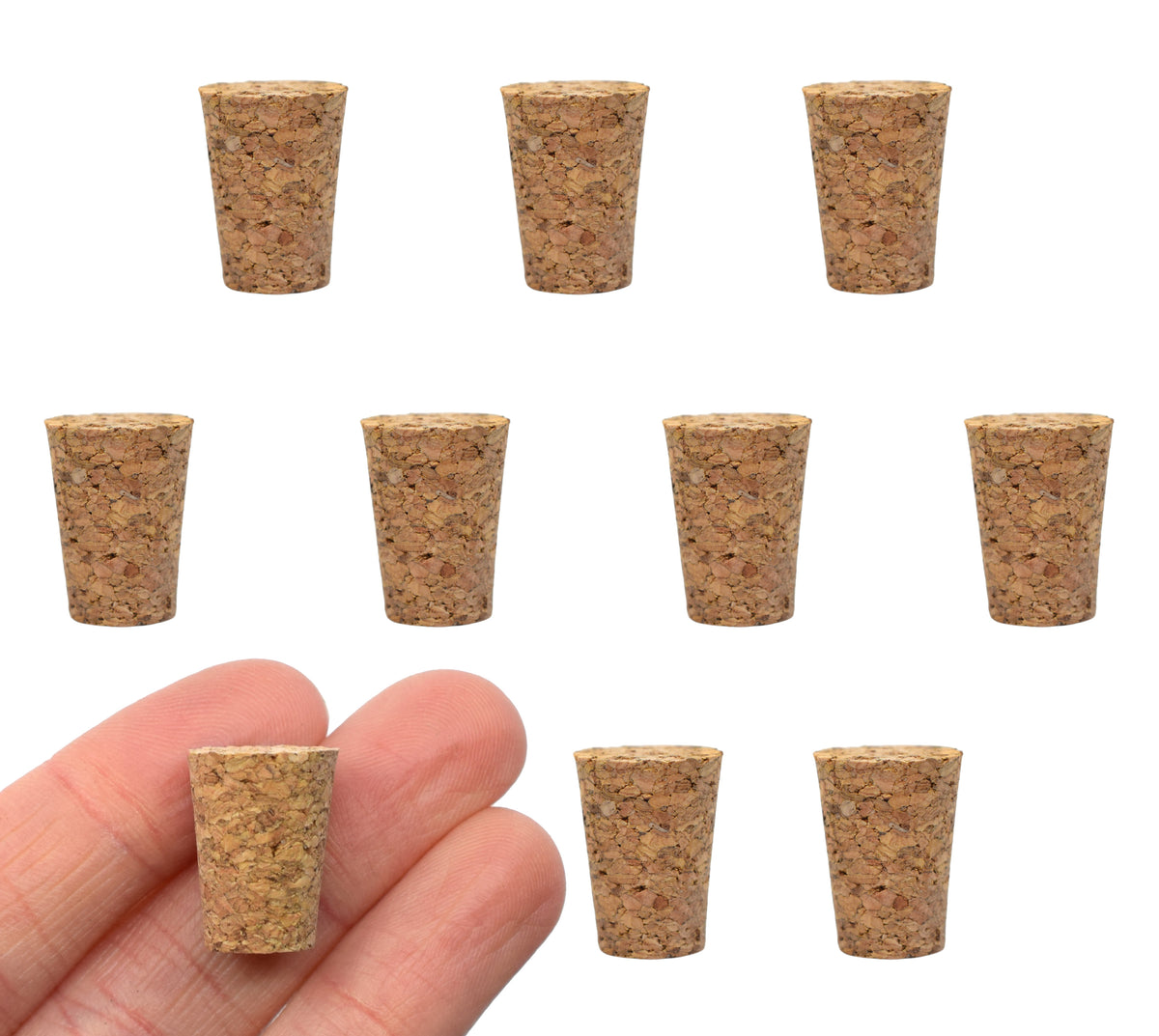 10PK Cork Stoppers, Size #2 - 9mm Bottom, 13mm Top, 17mm Length - Tape ...