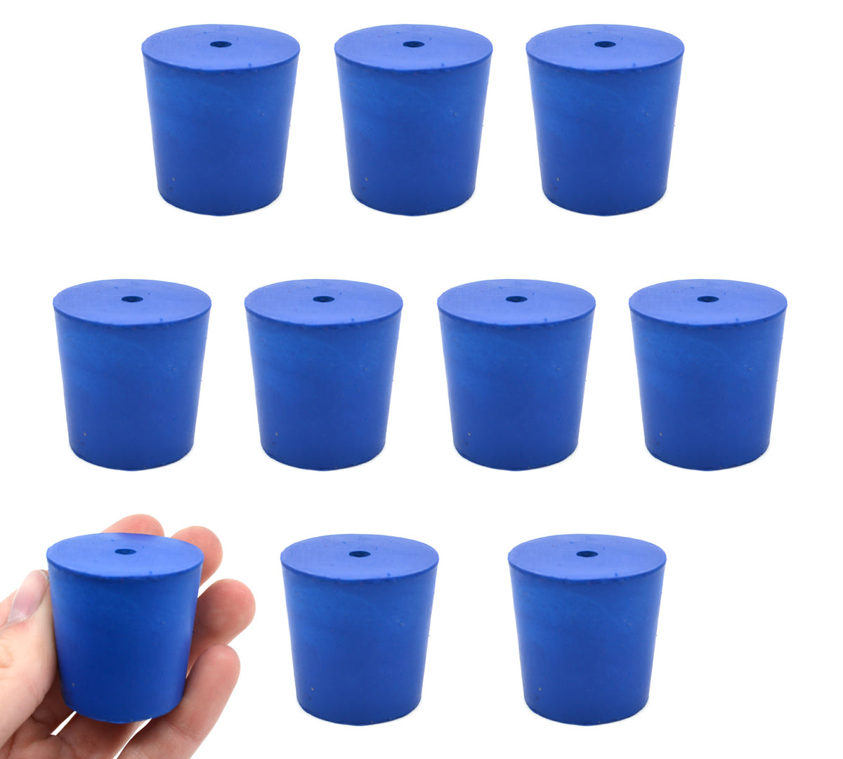 Neoprene Stoppers, 1 Hole - Blue - Size: 31mm Bottom, 36mm Top, 35mm L ...