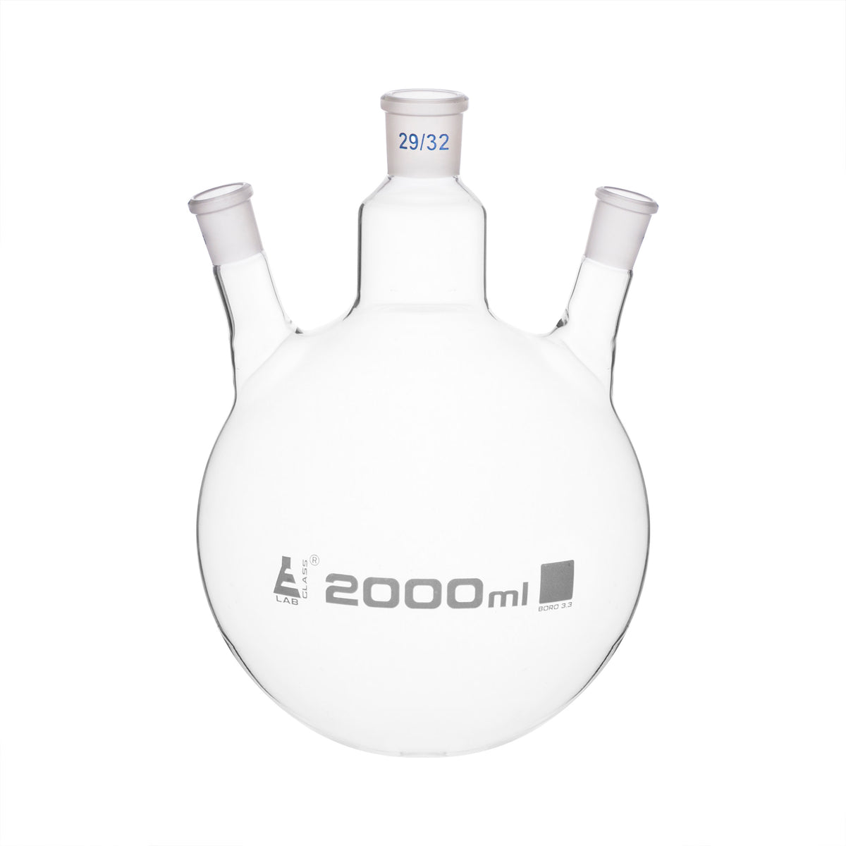 Distilling Flask, 2000ml - 3 Angled Necks, 29/32 Center, 24/29 Side So ...