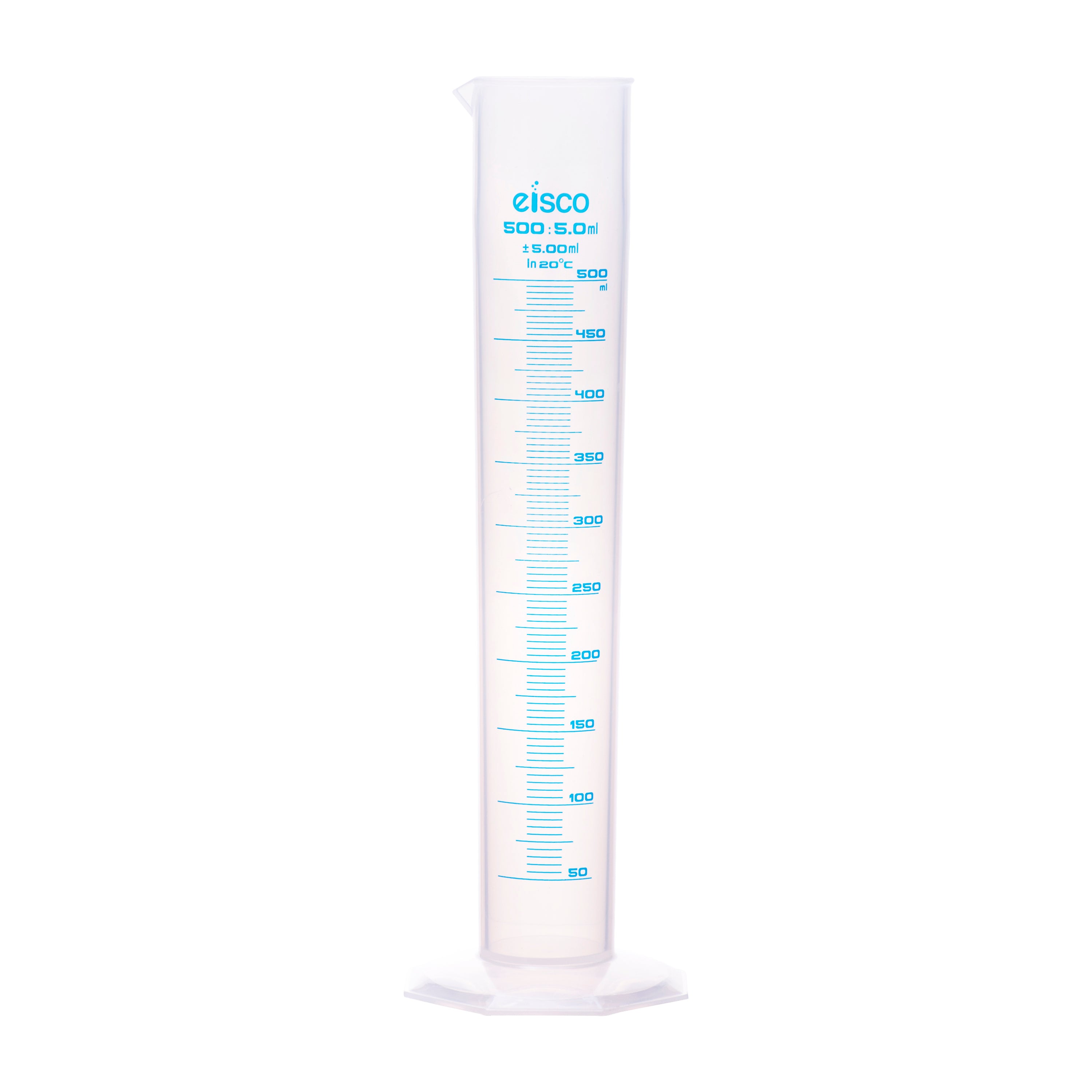 Pack of 5 - Measuring Cylinder, 500ml - Blue Screen Printed Graduation ...