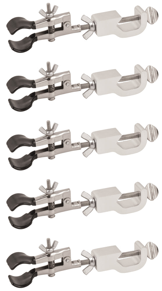 5PK Burette/Test Tube Clamp with Bosshead - PVC Coated Round Jaws, Ope ...