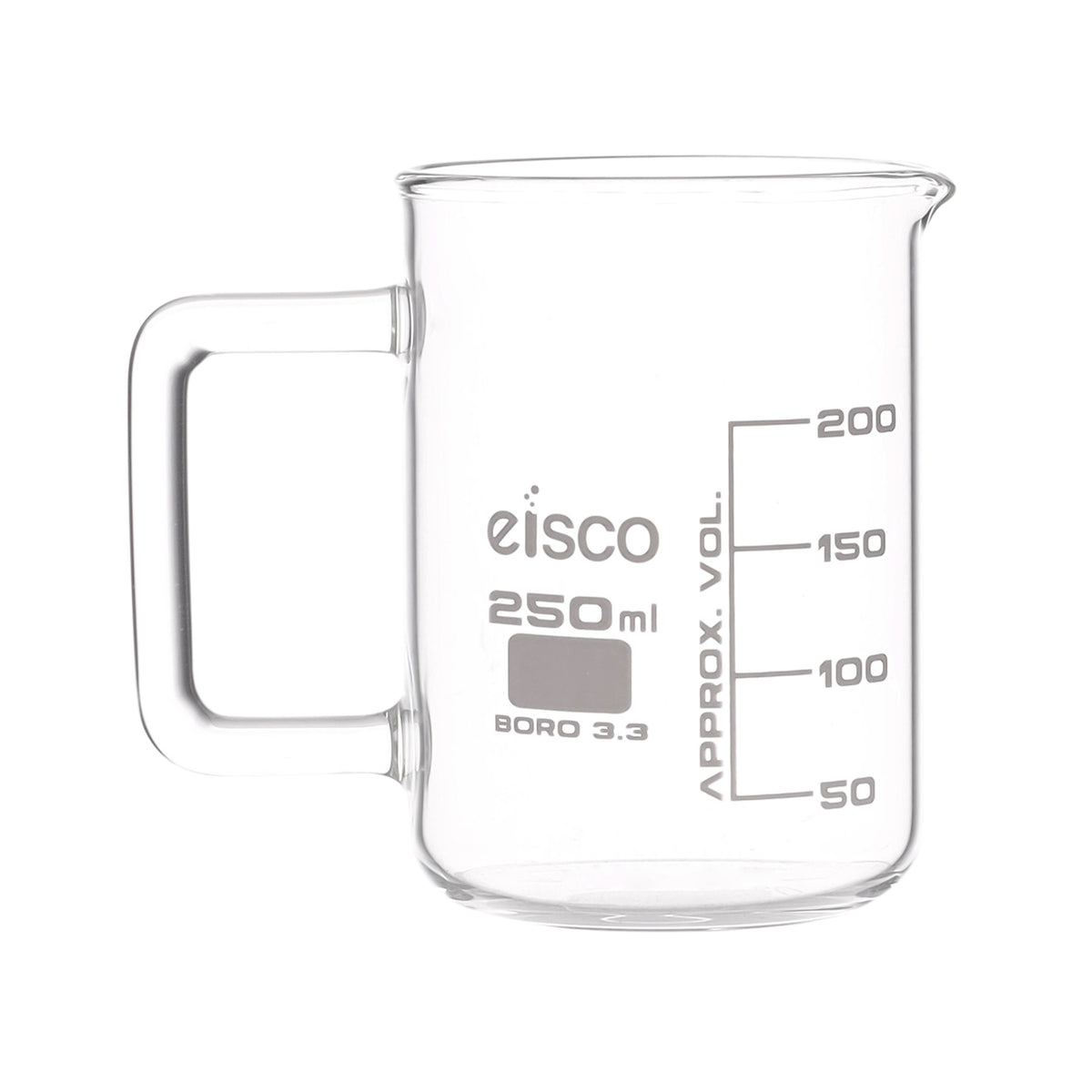 Beaker Mug, 250mL - Tall Form - Integral Handle - Borosilicate Glass ...