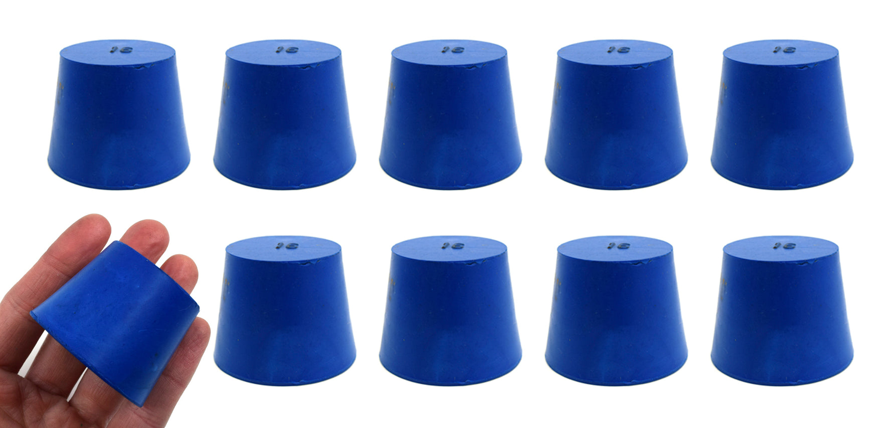 Neoprene Stoppers, Solid Blue - Size: 35mm Bottom, 45mm Top, 36mm Leng ...