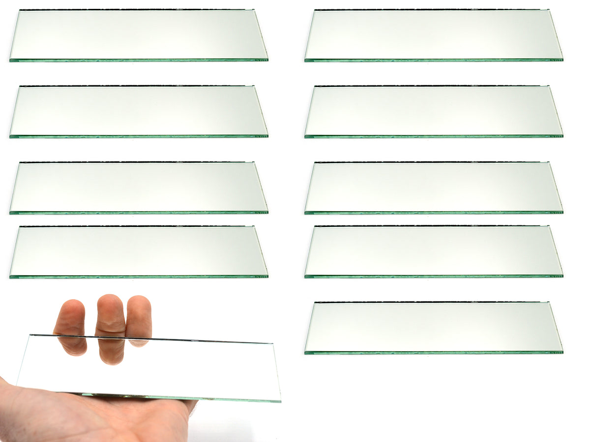 10 Pack Rectangular Plano Glass Mirror, 6" x 2" - 2mm Thick Approx ...