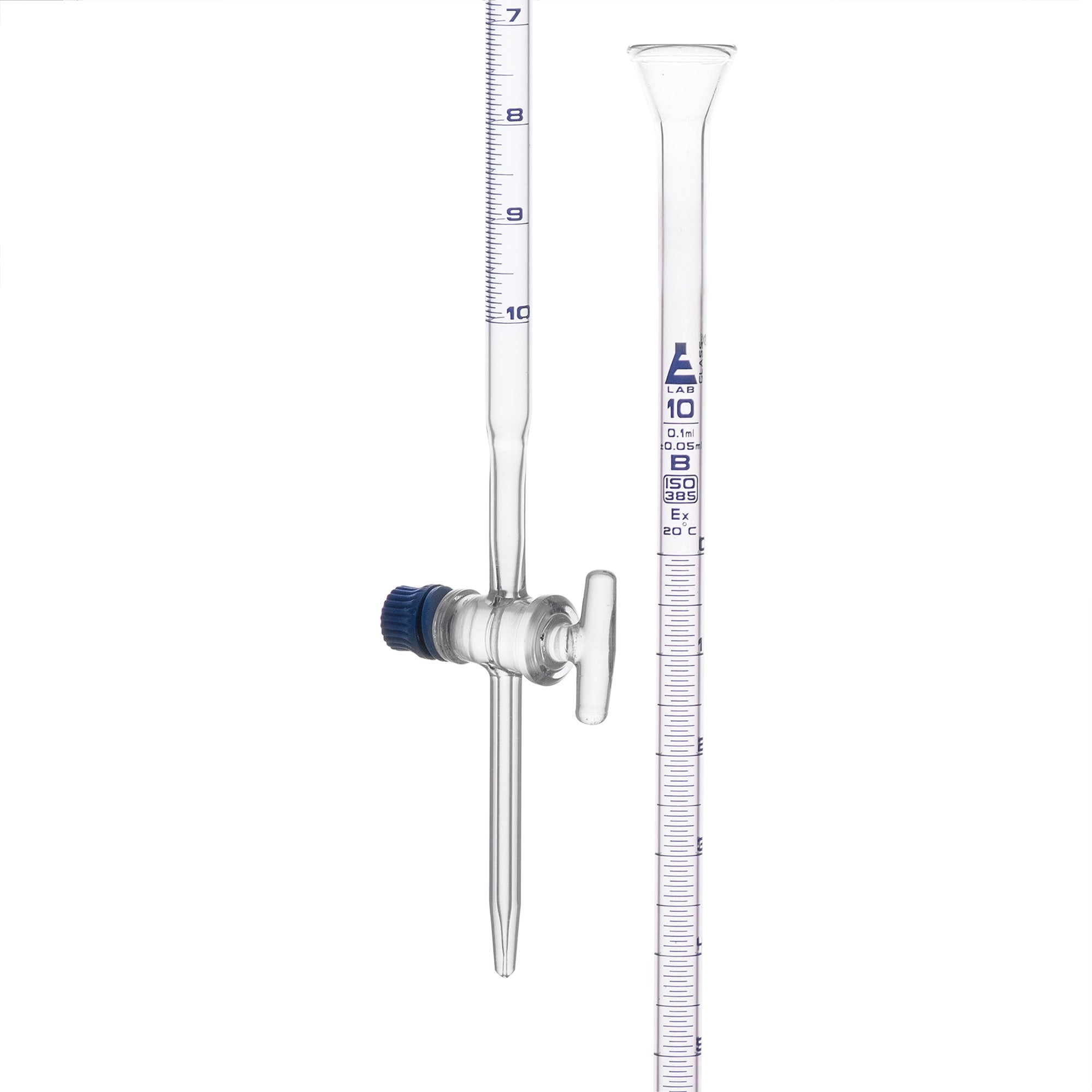 Burette, 10ml - 17" Long, 0.5" Diameter, Class B, DIN ISO 385 Complian ...