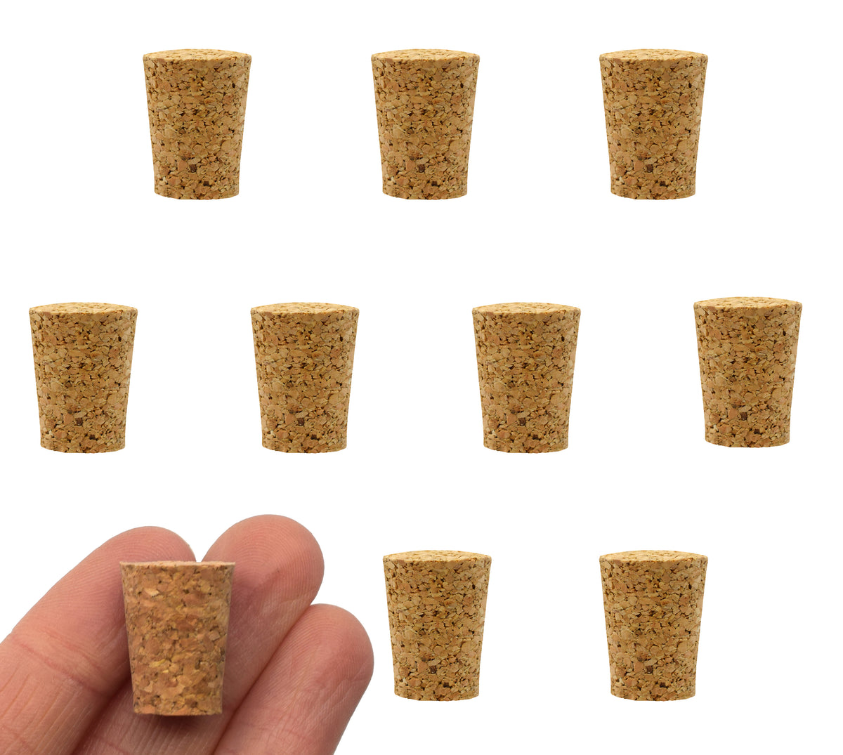 10PK Cork Stoppers, Size #3 - 10mm Bottom, 14mm Top, 19mm Length - Tap ...