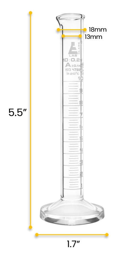 Graduated Cylinder, 10ml - Class A - White Graduations, Round Base ...