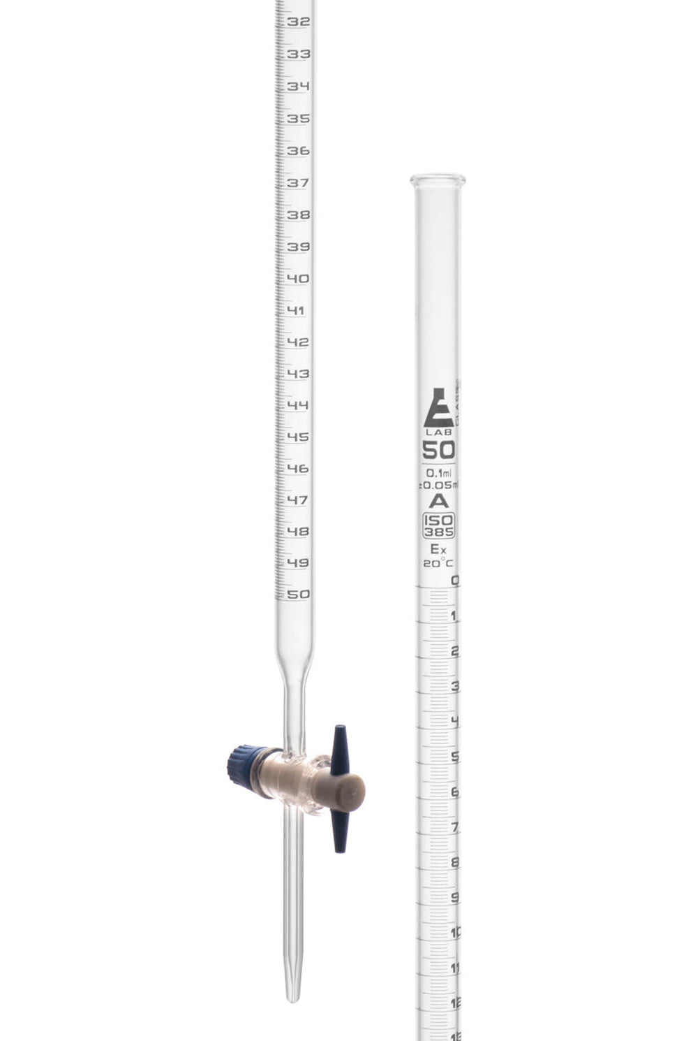 Burette, 50mL - Class A, ±0.05mL Accuracy - Borosilicate Glass - Strai ...