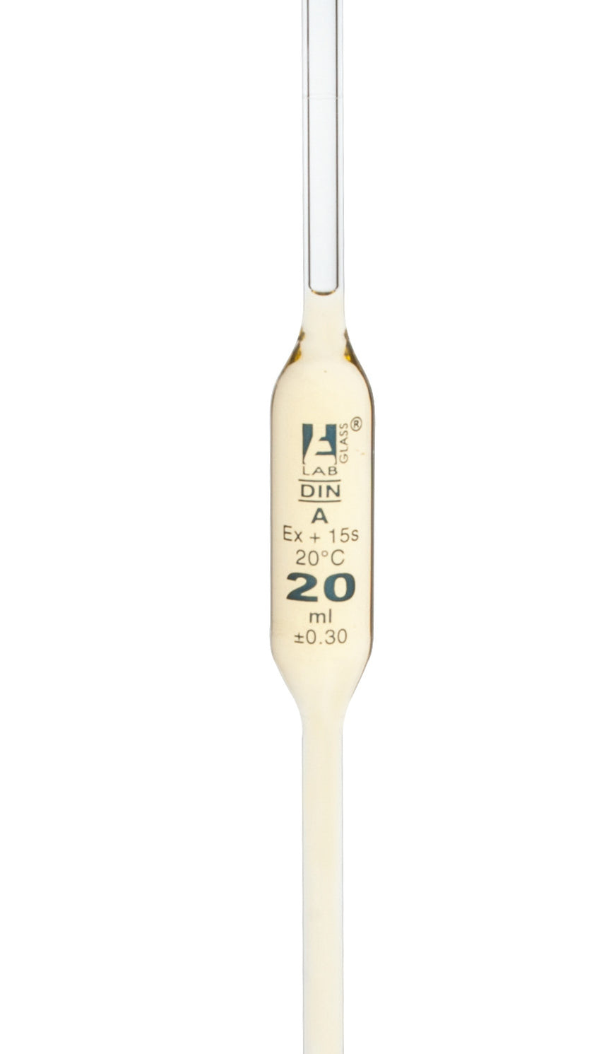 Volumetric Pipette, 20mL - Class A - Yellow Coded - Blue Graduation ...